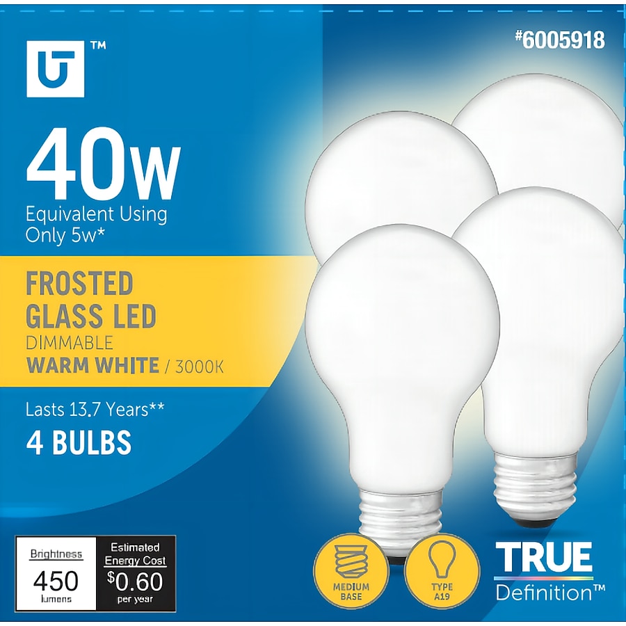 Utilitech 40 -Watt EQ A19 Warm white E26 Dimmable LED General purpose ... Utilitech 40 -Watt EQ A19 Warm white E26 Dimmable LED General purpose ...