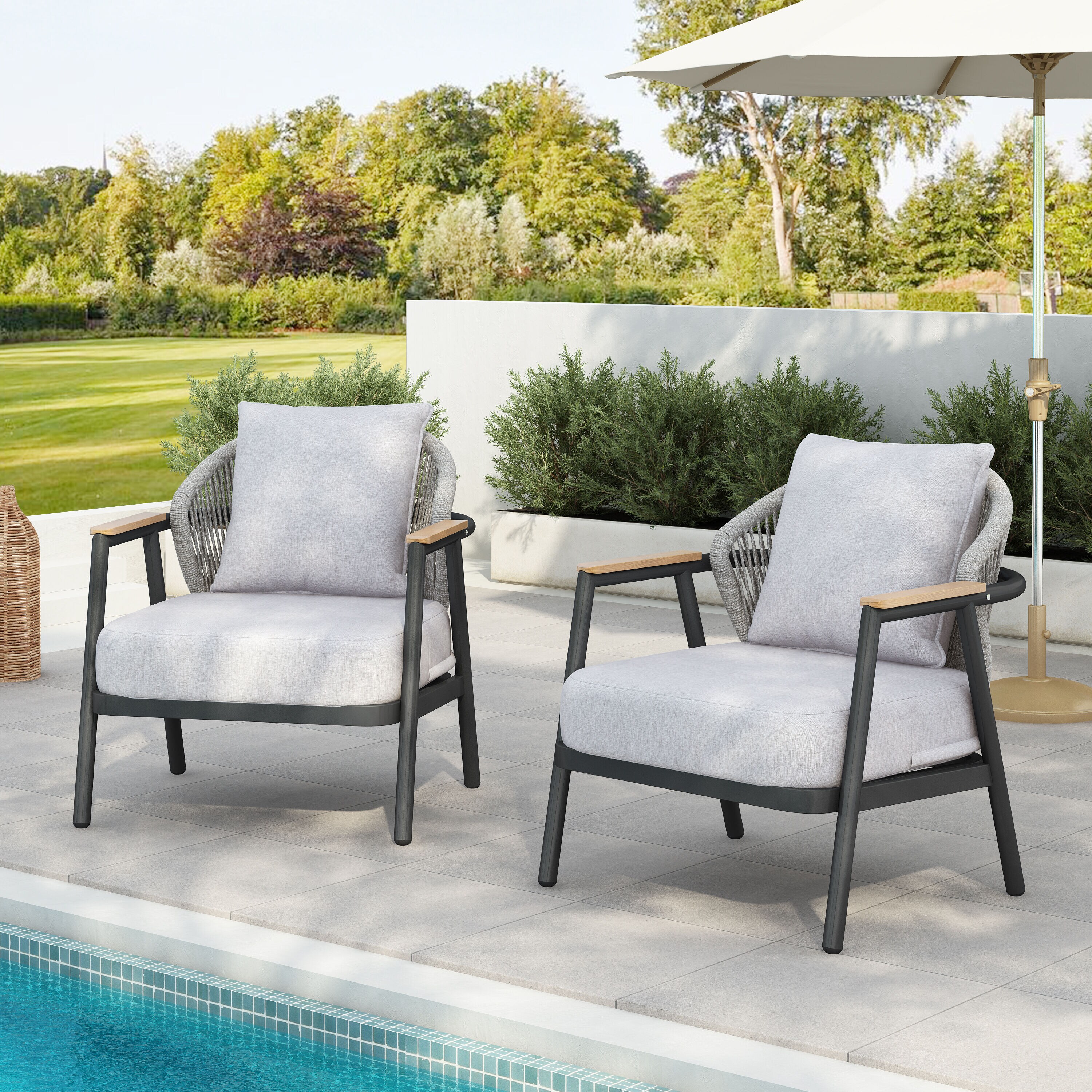 Christopher Knight Home Orla Outdoor Modern Rope Club Chair 2 with Iron ...