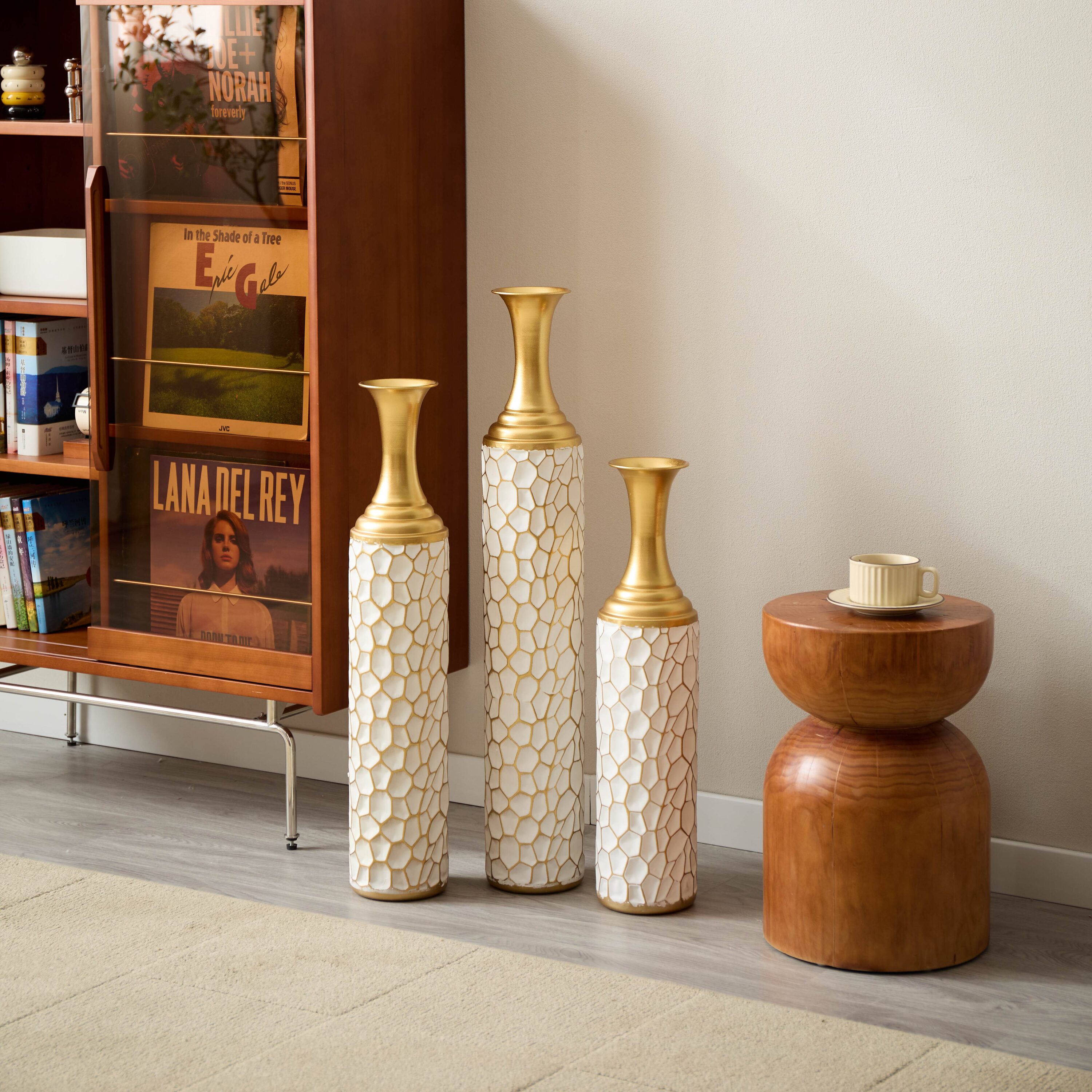 LOVMOR Floor metal vase modern style decoration home white metal vase ...
