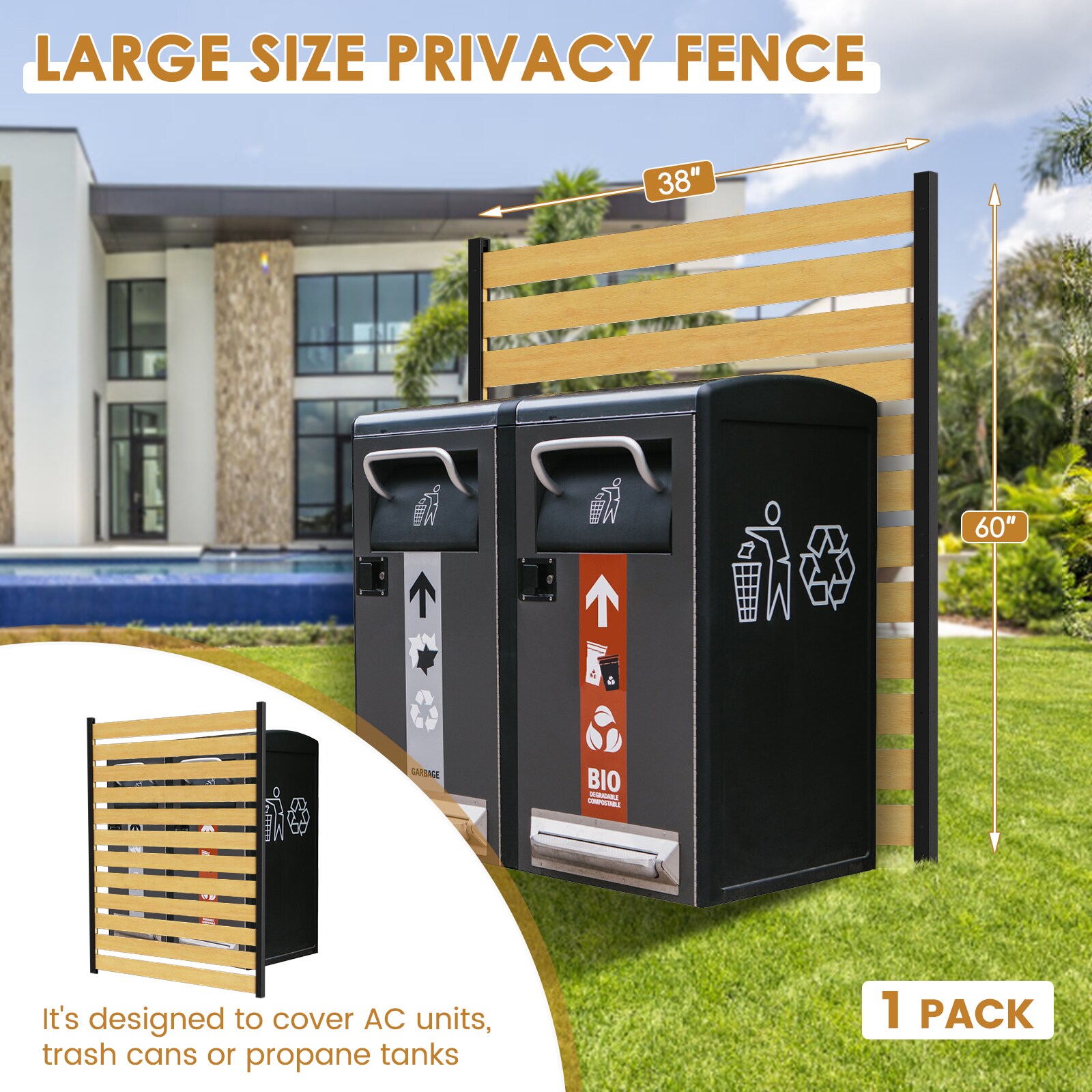 DOCRED 1 Panel Air Conditioner Fence 38-in W x 60-in H Outdoor Privacy ...