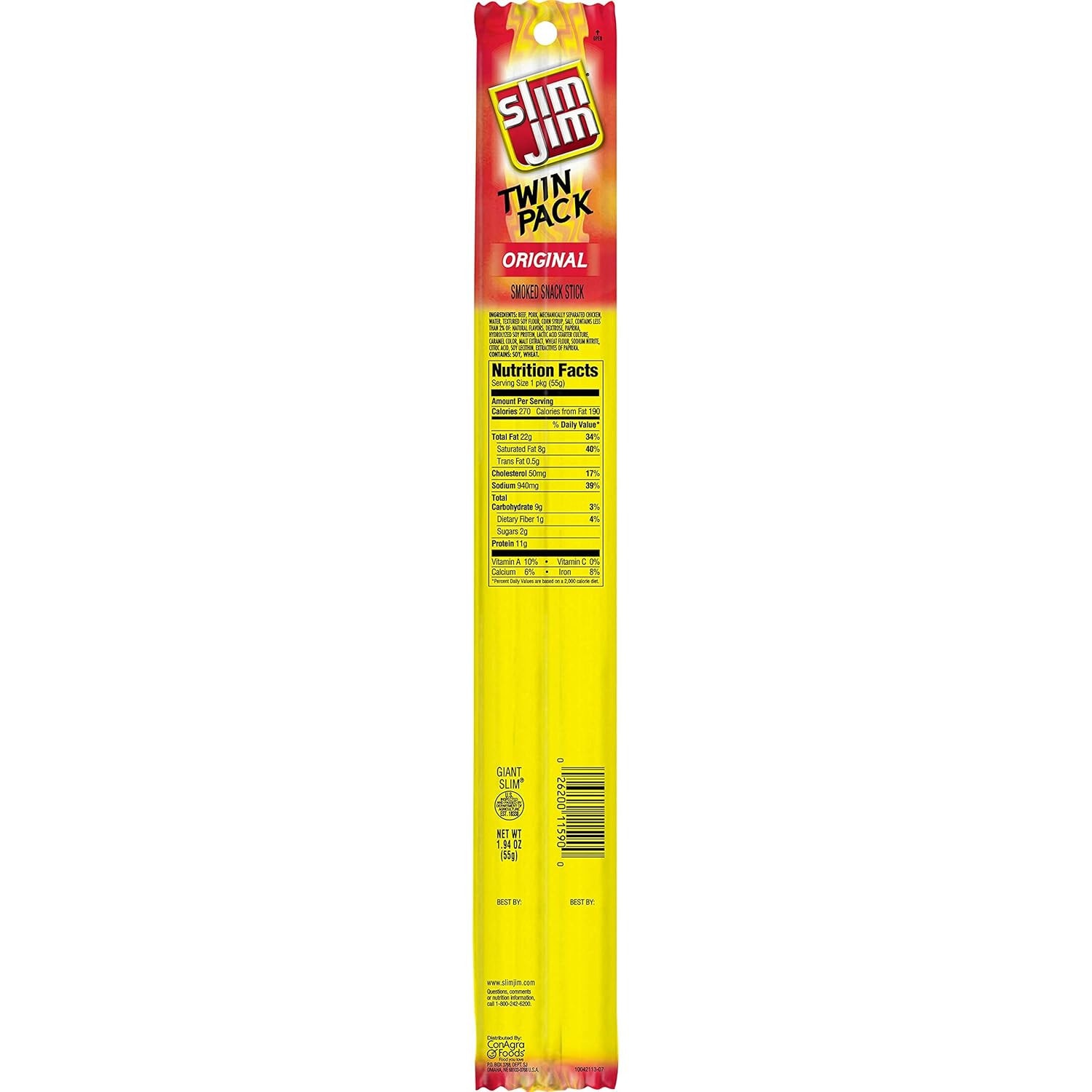 Slim Jim Double the Bold Flavor, Ultimate Snack on the Go, 11 Grams of ...