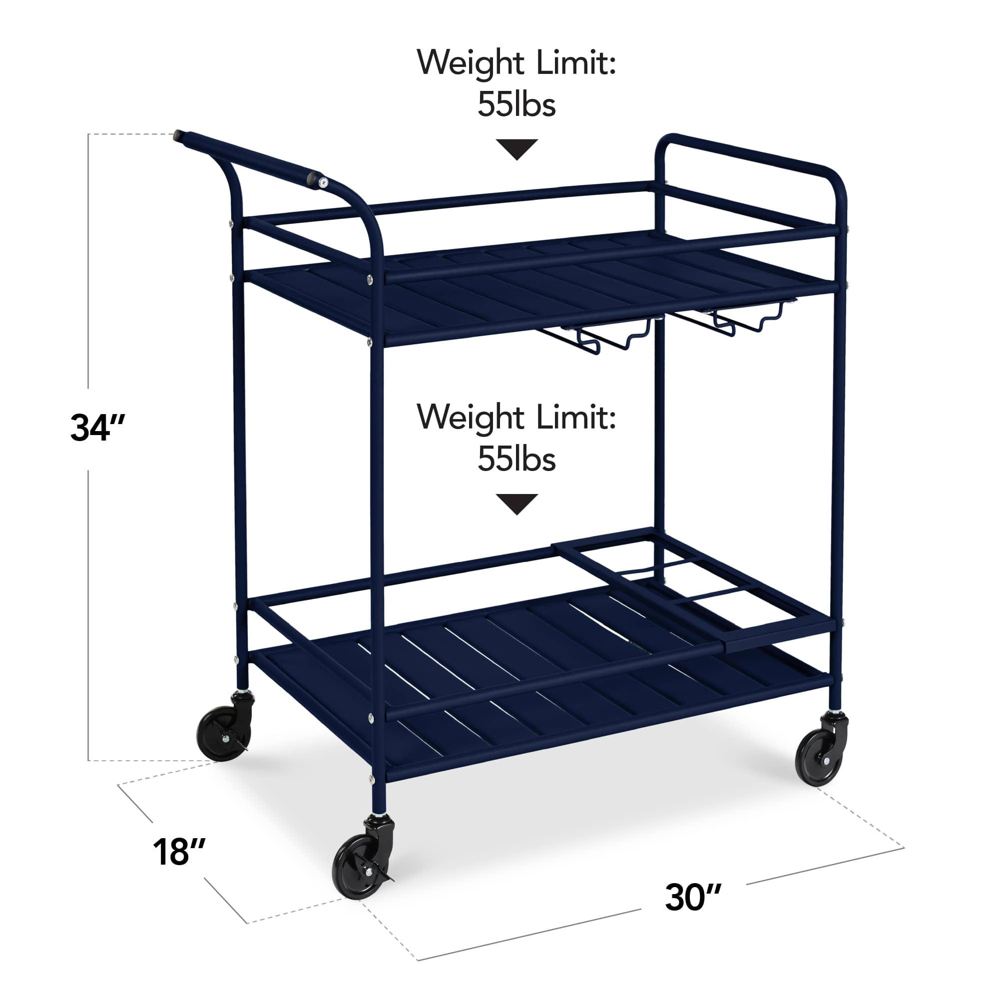 Best Choice Products 2-Tier Rolling Bar Cart Indoor/Outdoor w/ Storage ...