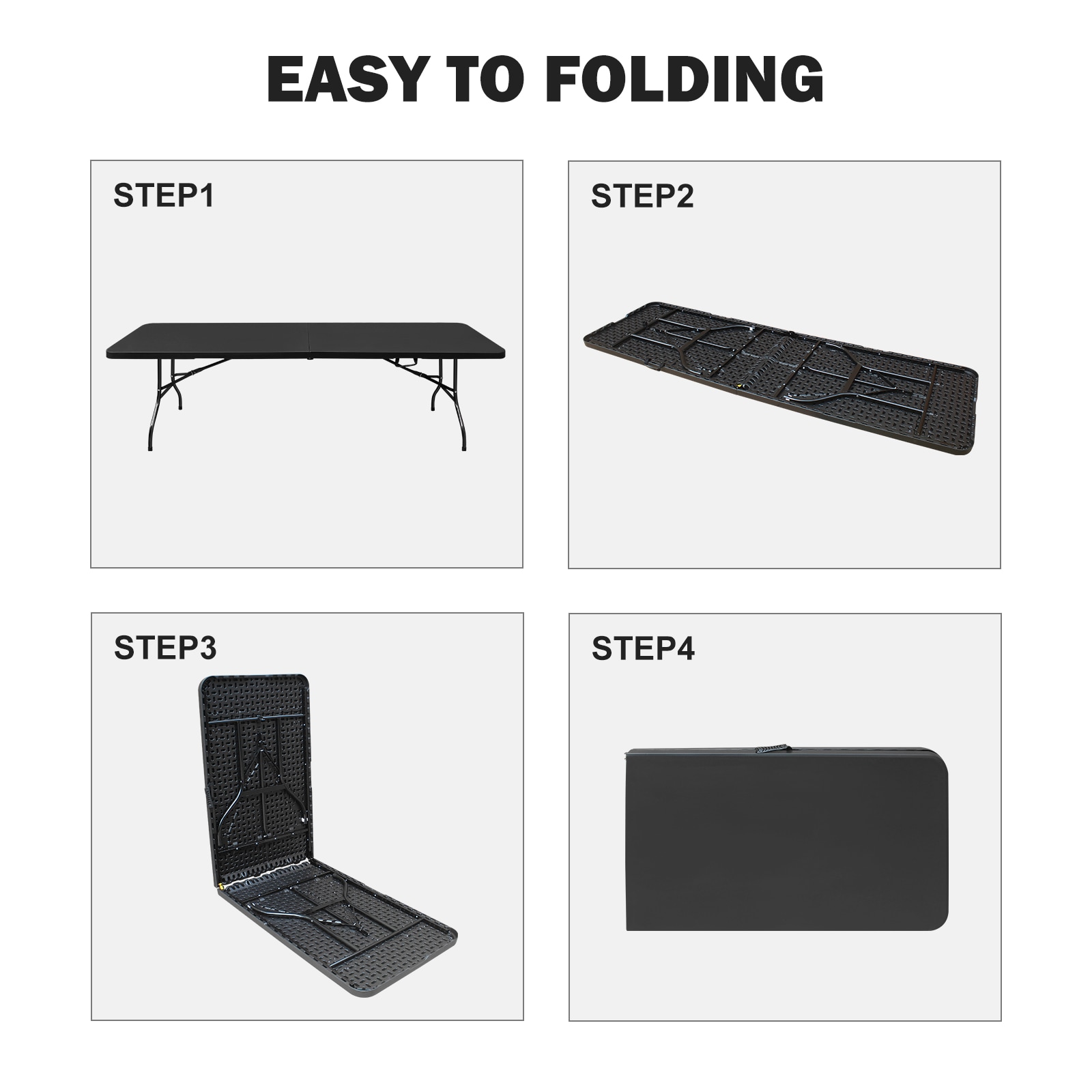 Watnature 8ft Folding Table Portable Plastic Table for Camping Picnics ...