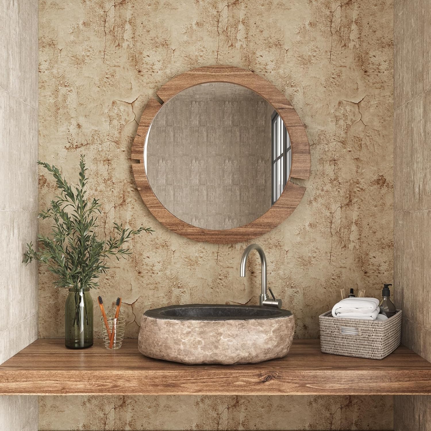 Luupatchy 15.7x118 Inch Aged Tan Concrete Peel and Stick Wallpaper ...