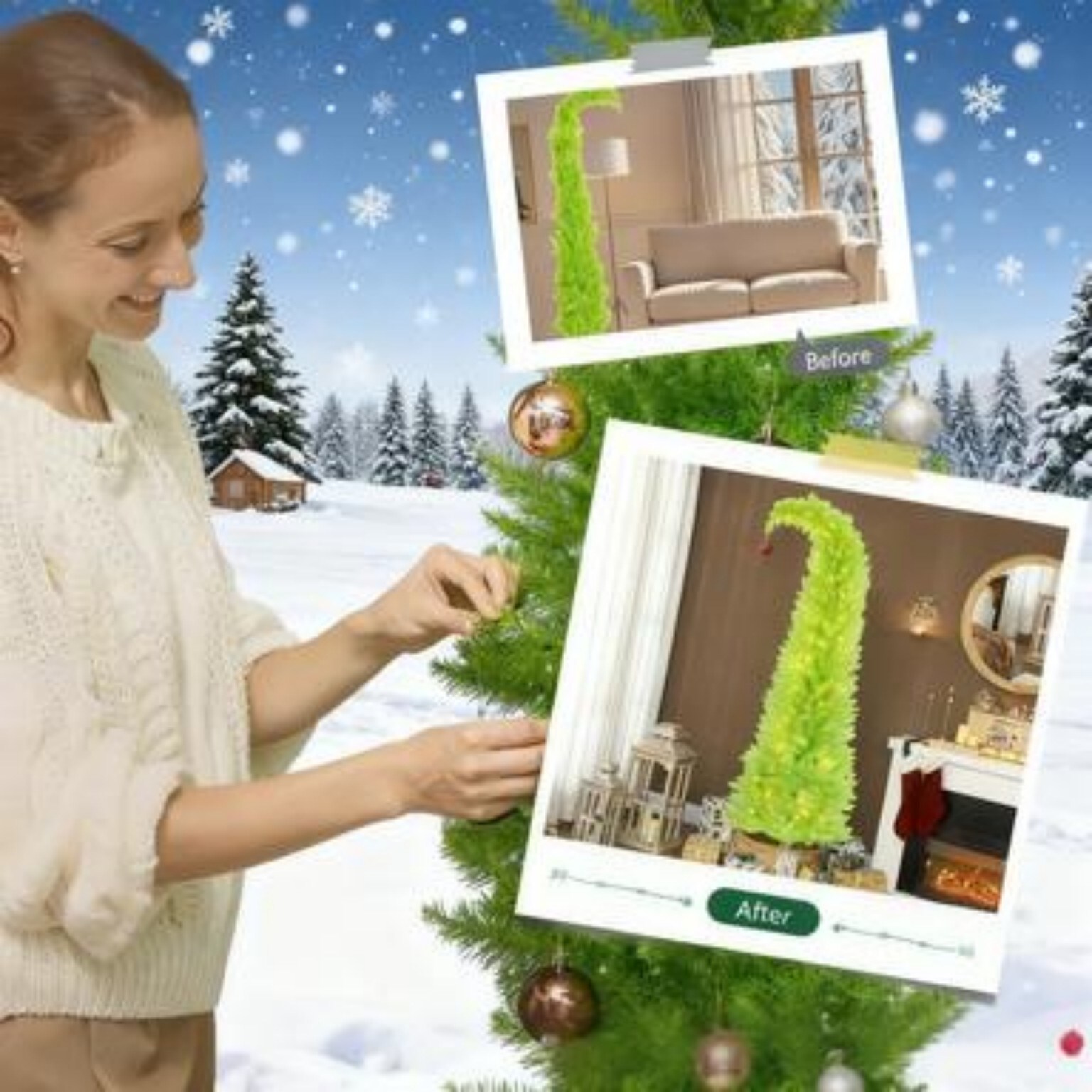 Tatayosi YXJ-72 INCH Whimsical Christmas Tree Pencil Xmas Tree with Red ...