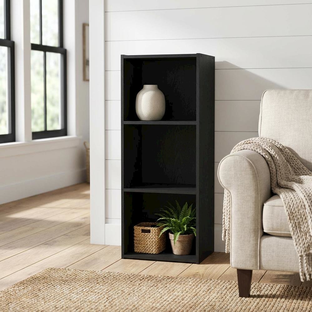 FurniFact Blackwood 3-Tier Open Shelf Bookcase with Sturdy Wood ...