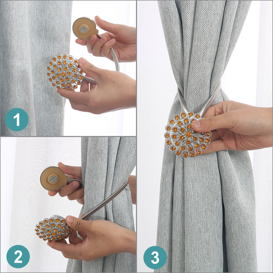 Unique Bargains 2 Packs Curtain Tiebacks 15.7 Inch Curtain Holdbacks ...