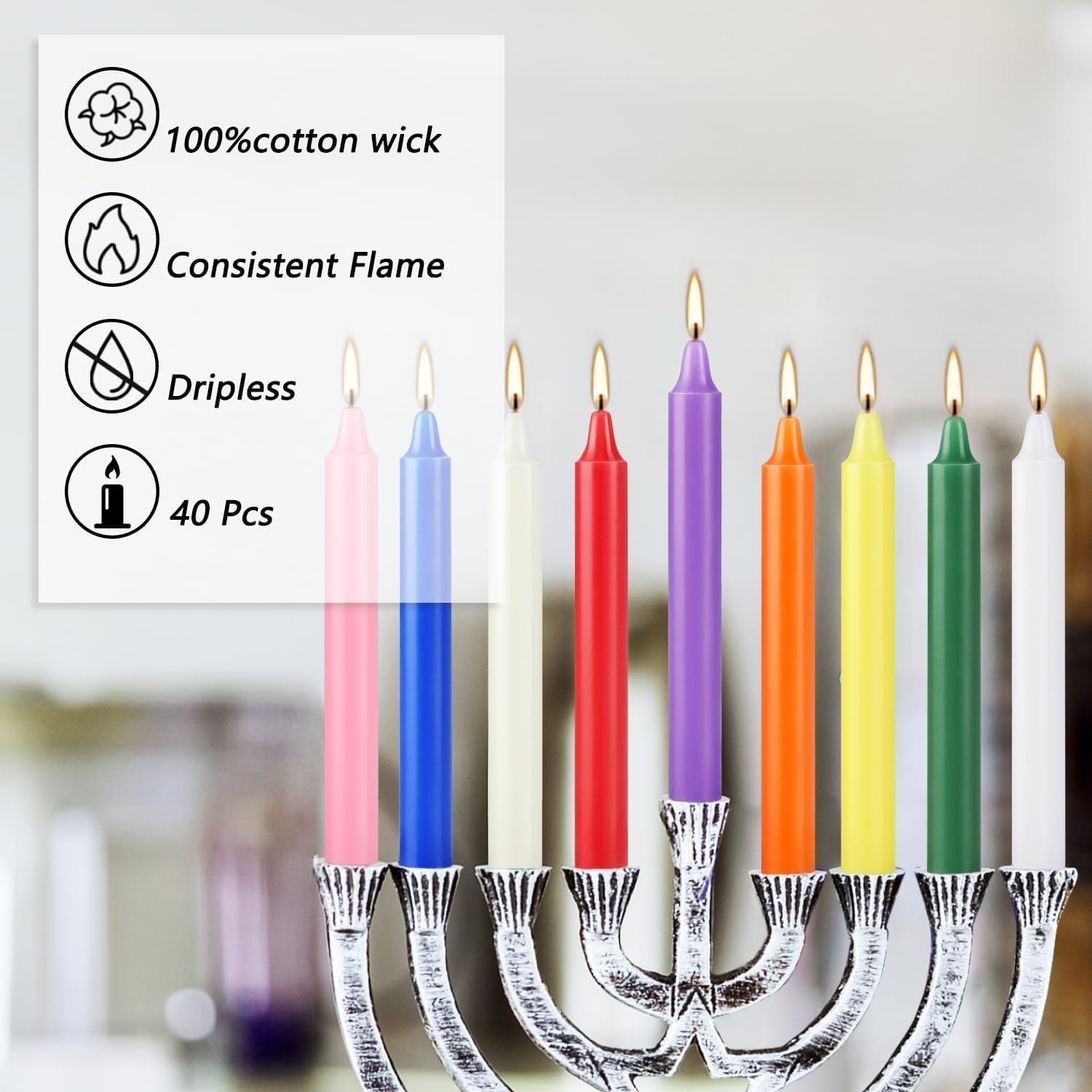 Phewnyzo 40 Pack Assorted Color Spell Chime Candles Unscented 4 Inch ...