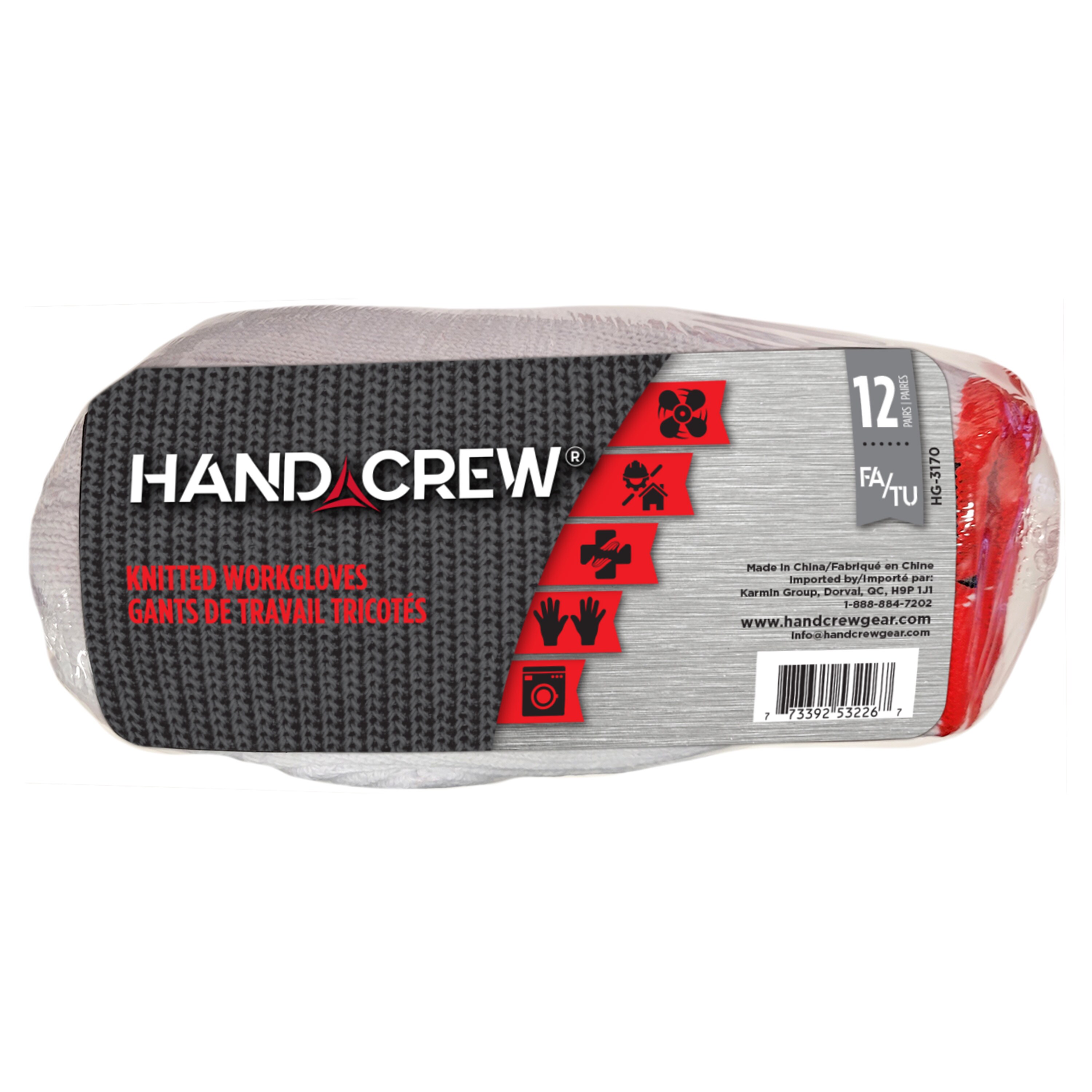 HandCrew One Size Fits All White Poly/Cotton Construction Gloves, (12 ...