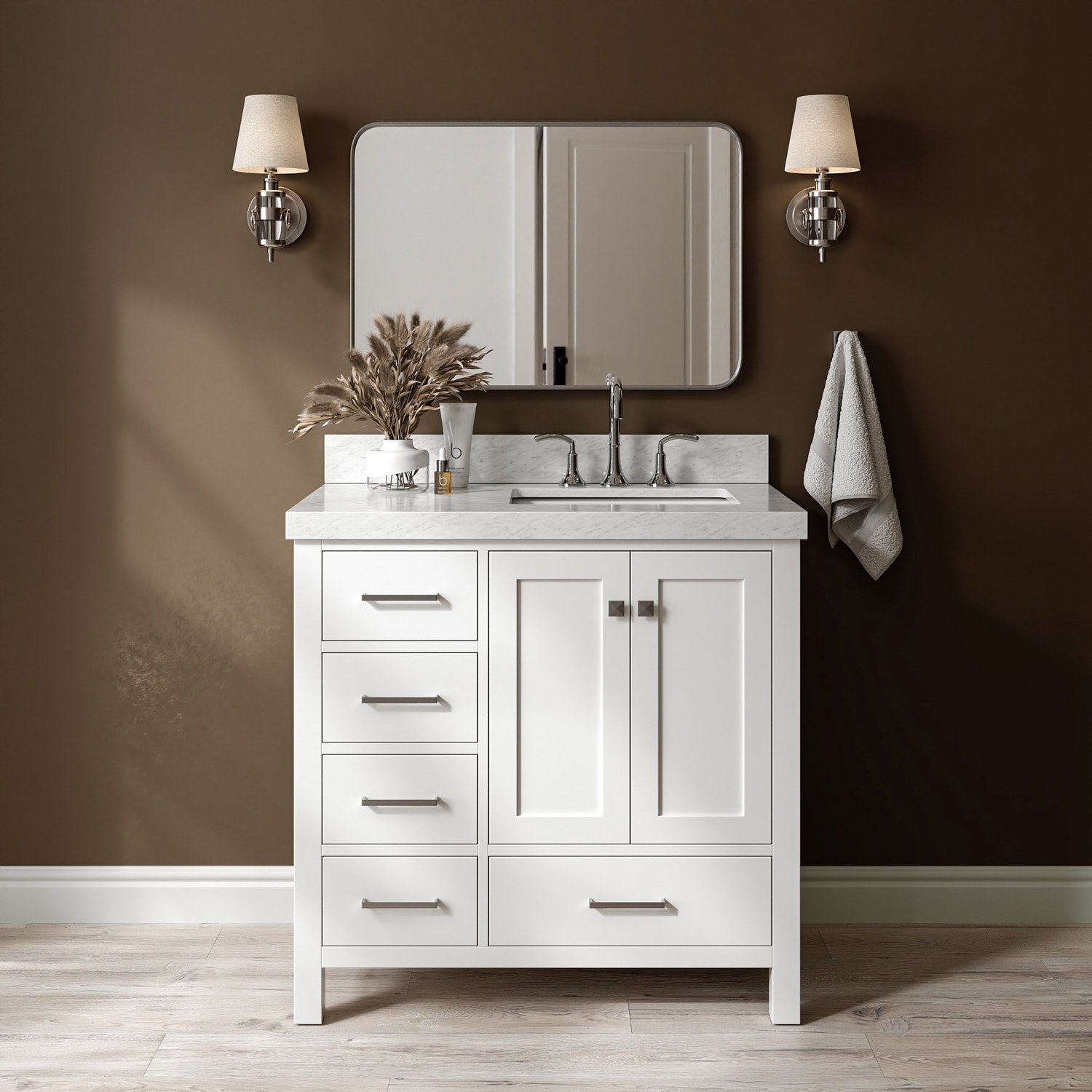 ARIEL Cambridge 36-in White Undermount Single Sink Bathroom Vanity with ...
