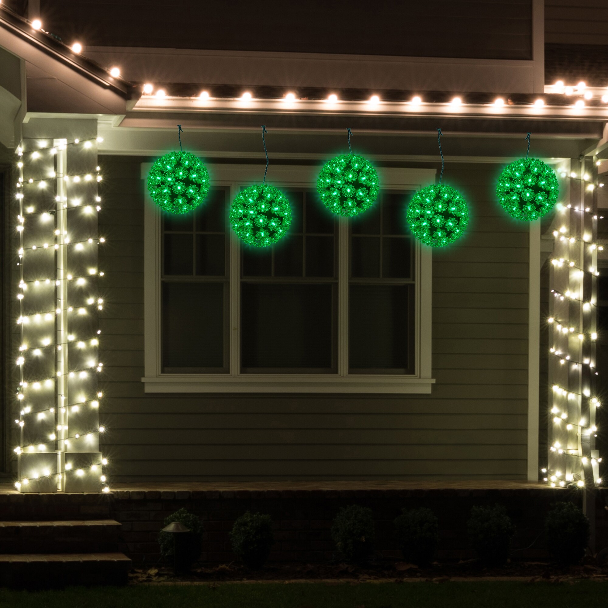 Northlight 6-in Hanging Sphere Ball Hanging Decoration with Green LED ...