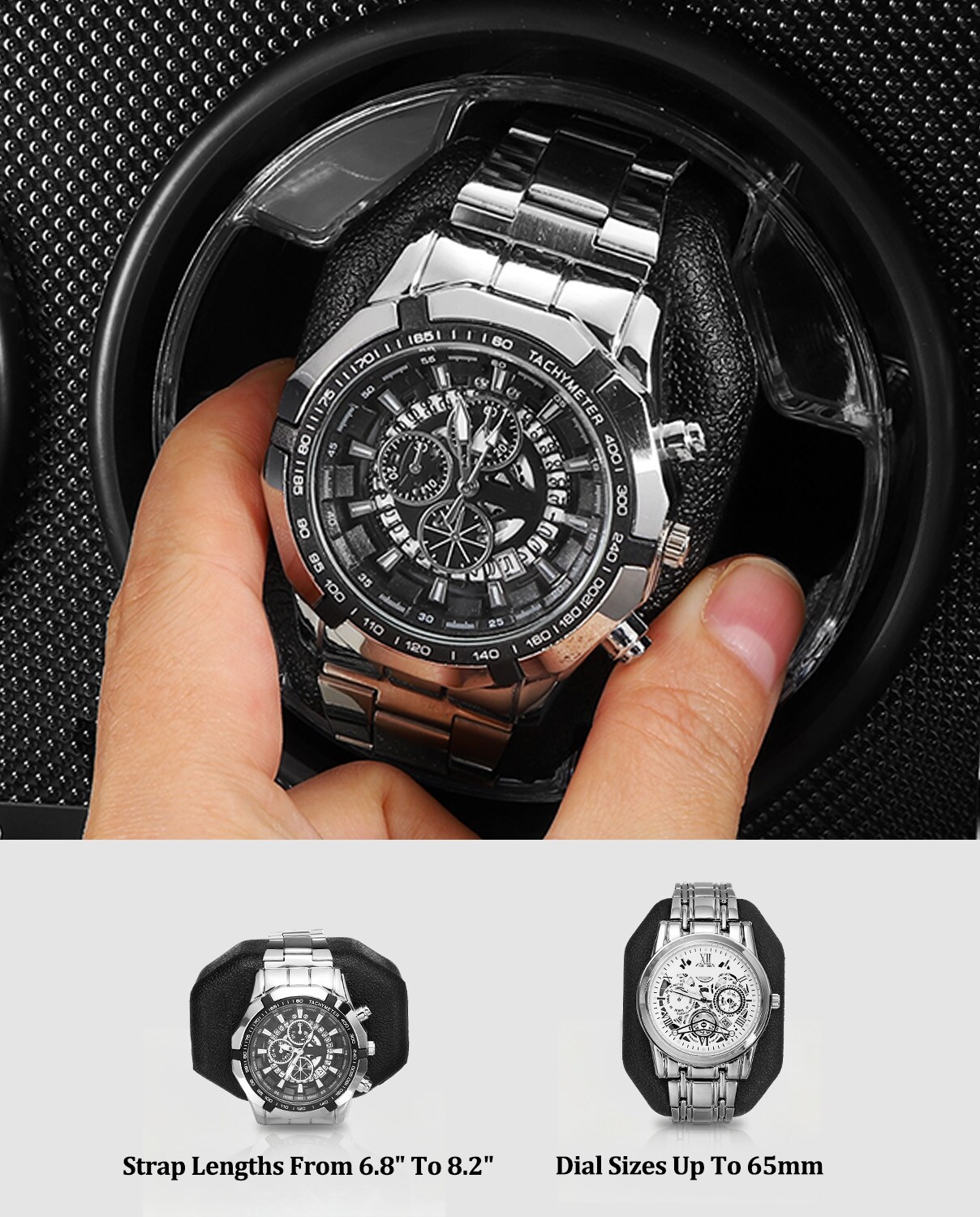 Unique Bargains 4 Watch Winder for Automatic Watches Wooden Rotating ...
