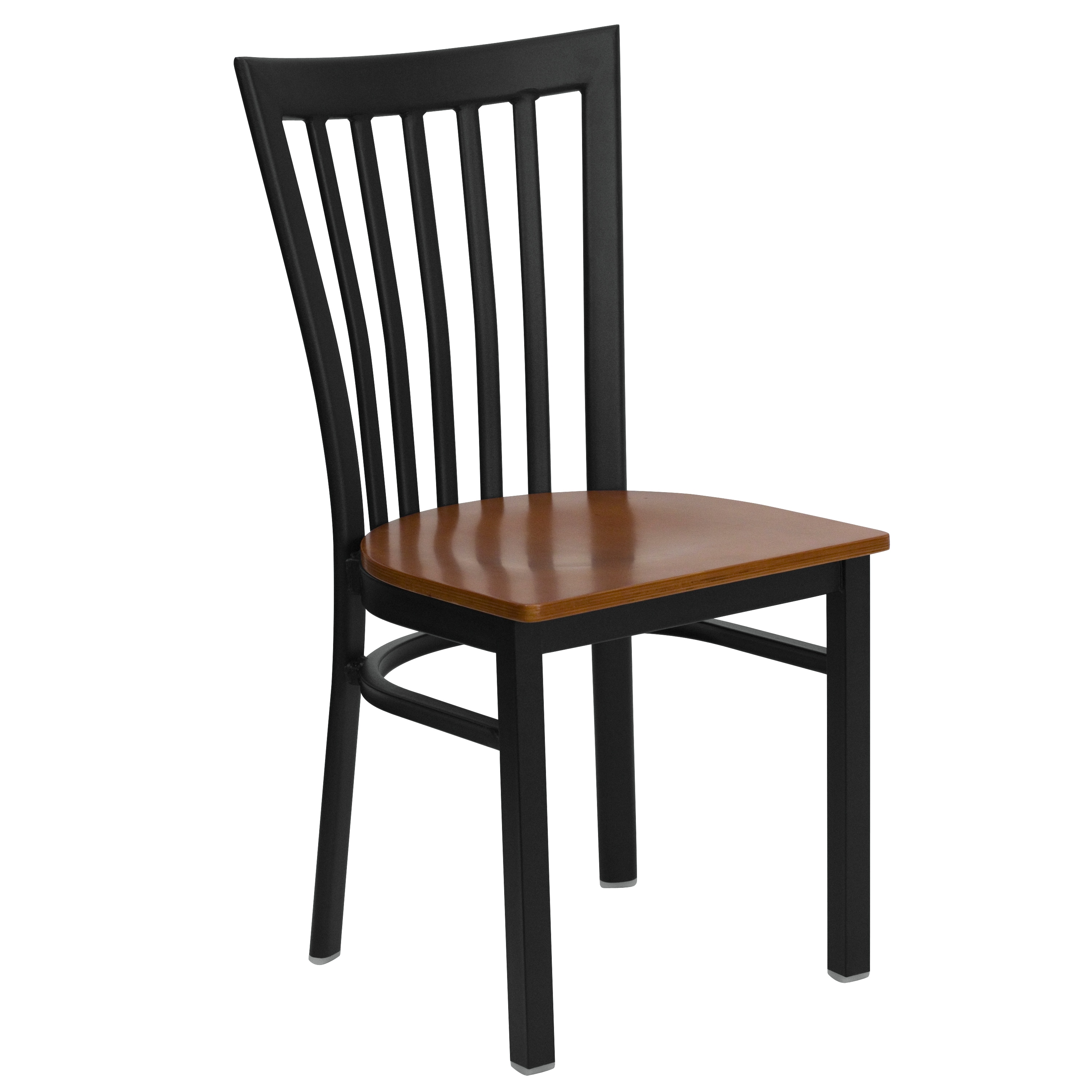 Emma + Oliver Black School House Back Metal Restaurant Chair - Cherry ...
