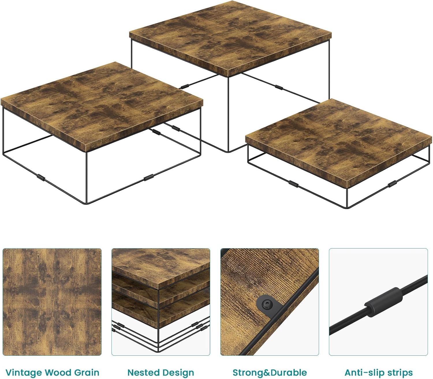 ELITEROO Buffet Risers 3 Pack Wooden Risers Display Stands Square Food ...
