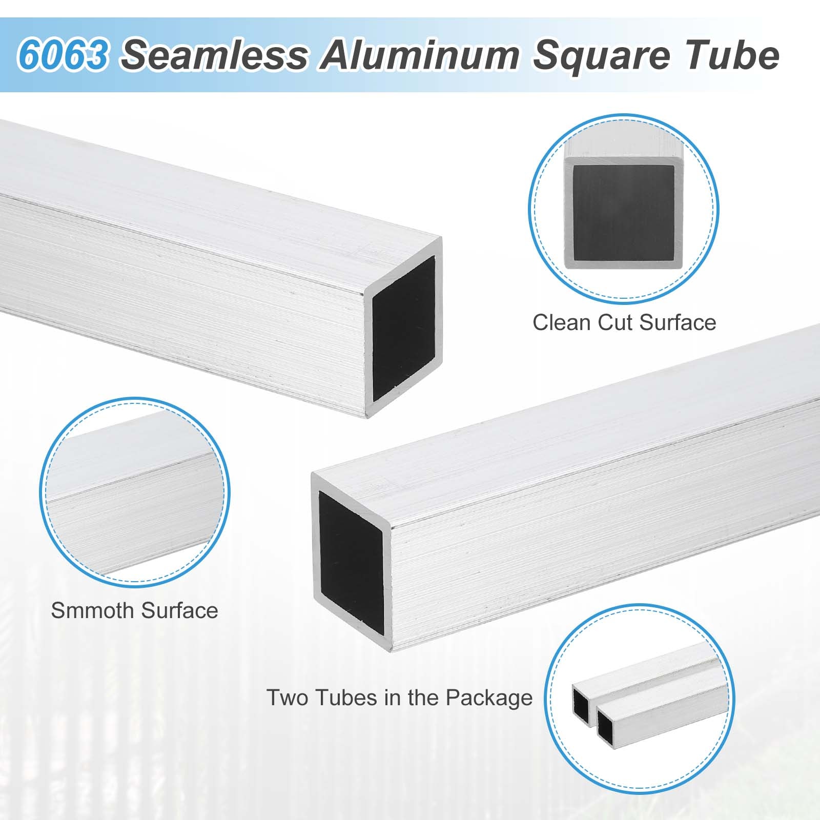 Unique Bargains Aluminum Square Tubing (35x35x3x356mm) 6063 Aluminum ...