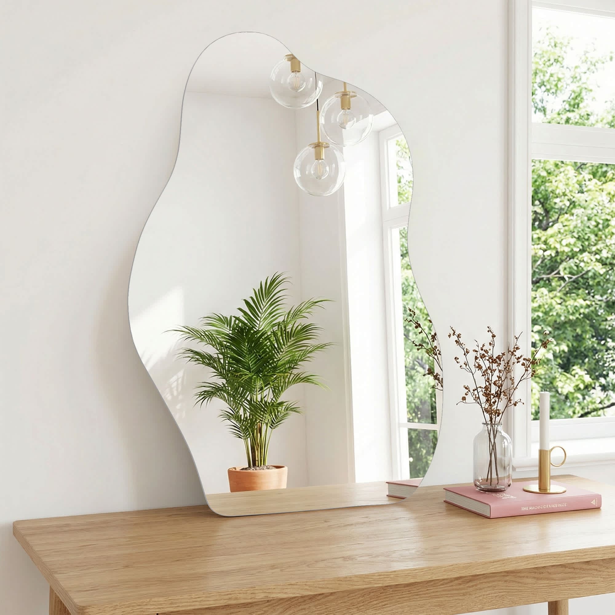 Vynxaria Frameless Cloud Shaped Wall Mirror 2 Pack Irregular Design 36 ...