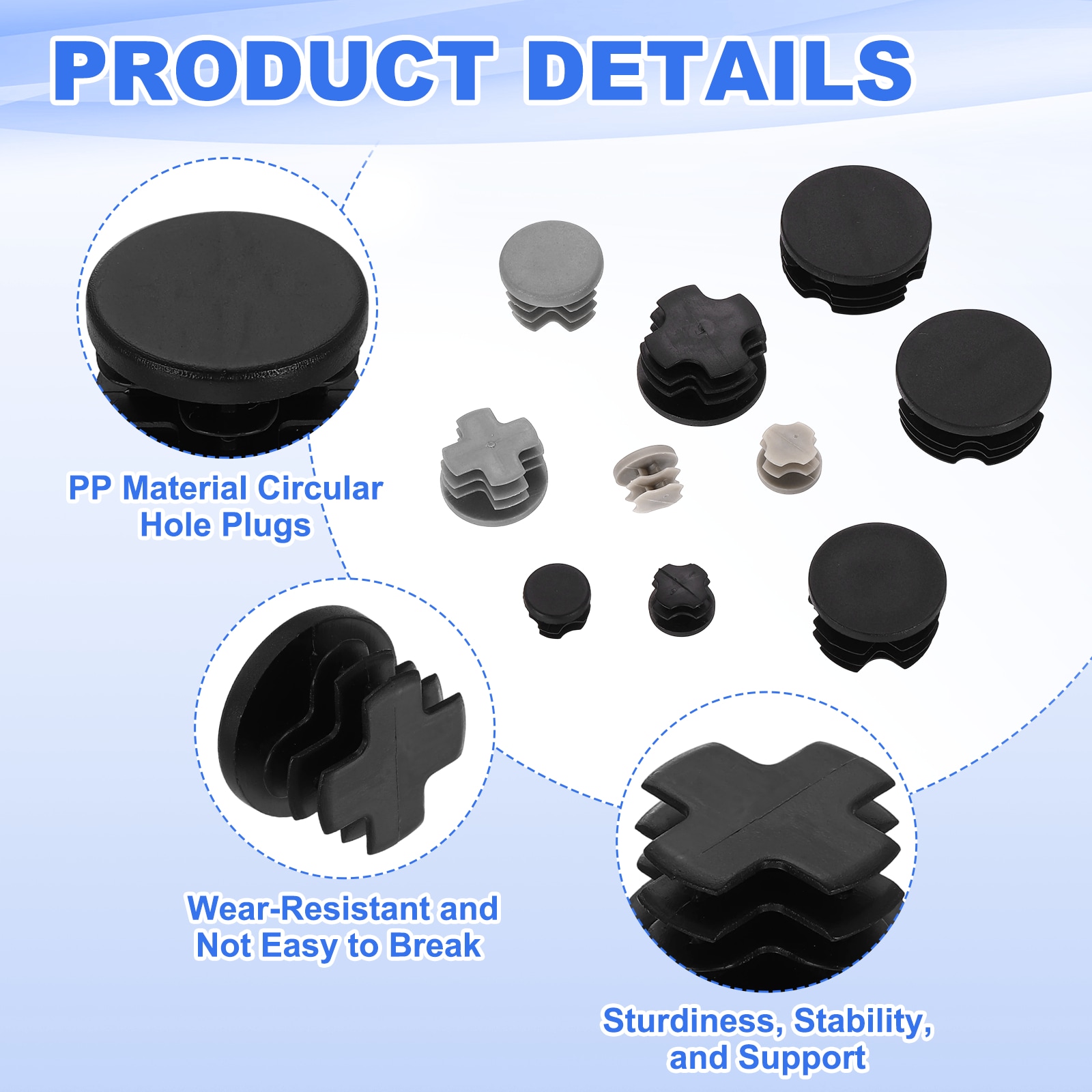 Unique Bargains 60pcs 5/8inch(15.9mm) Plastic Hole Plug Round Tubing ...
