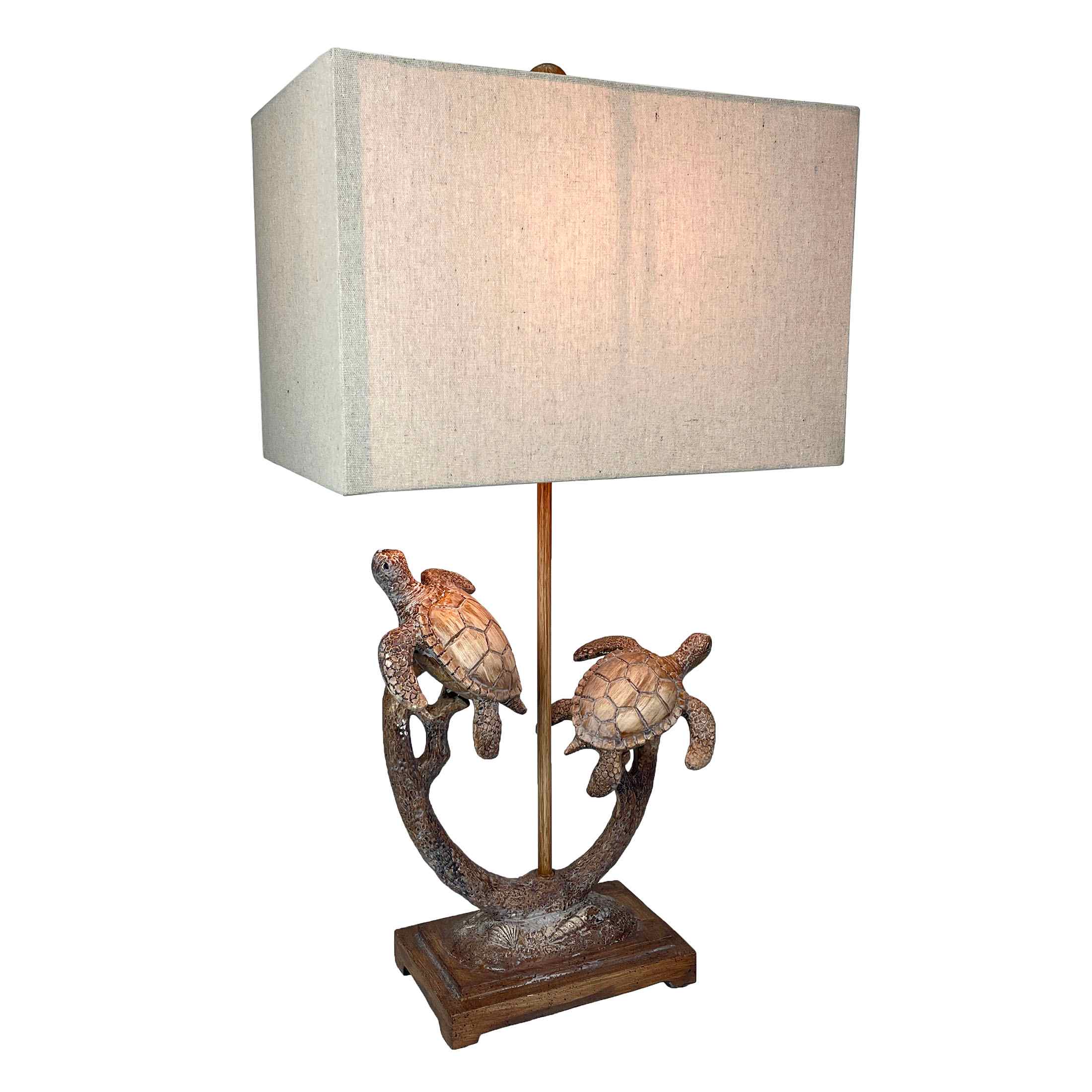 Chesapeake Bay Set of 2 Double Sea Turtle Table Lamps Coastal Nautical ...