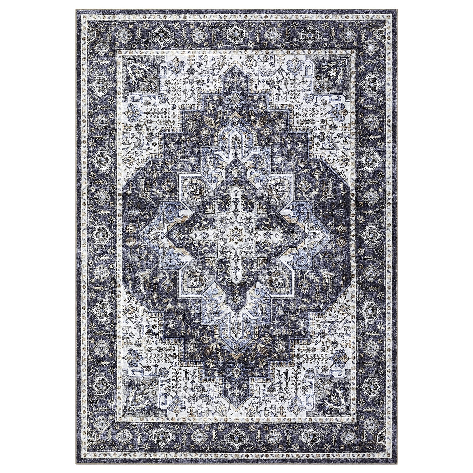 Qeetex 5 x 7 ft Polyester Pearl Velvet Blue Rectangular Hallway ...