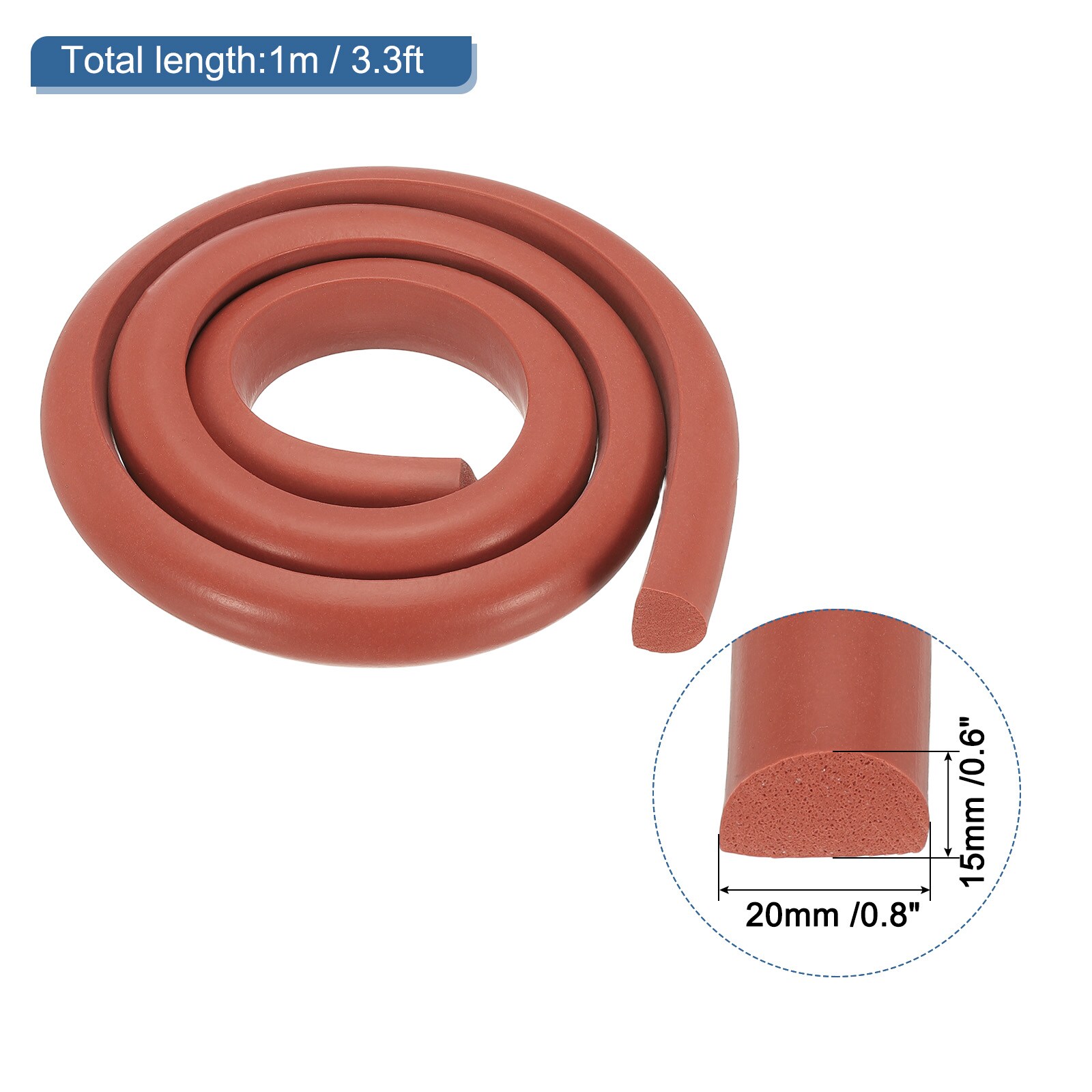 PATIKIL Silicone Foam Seal Strip 20mmx15mmx1m D Shape Seal Strip Backer ...