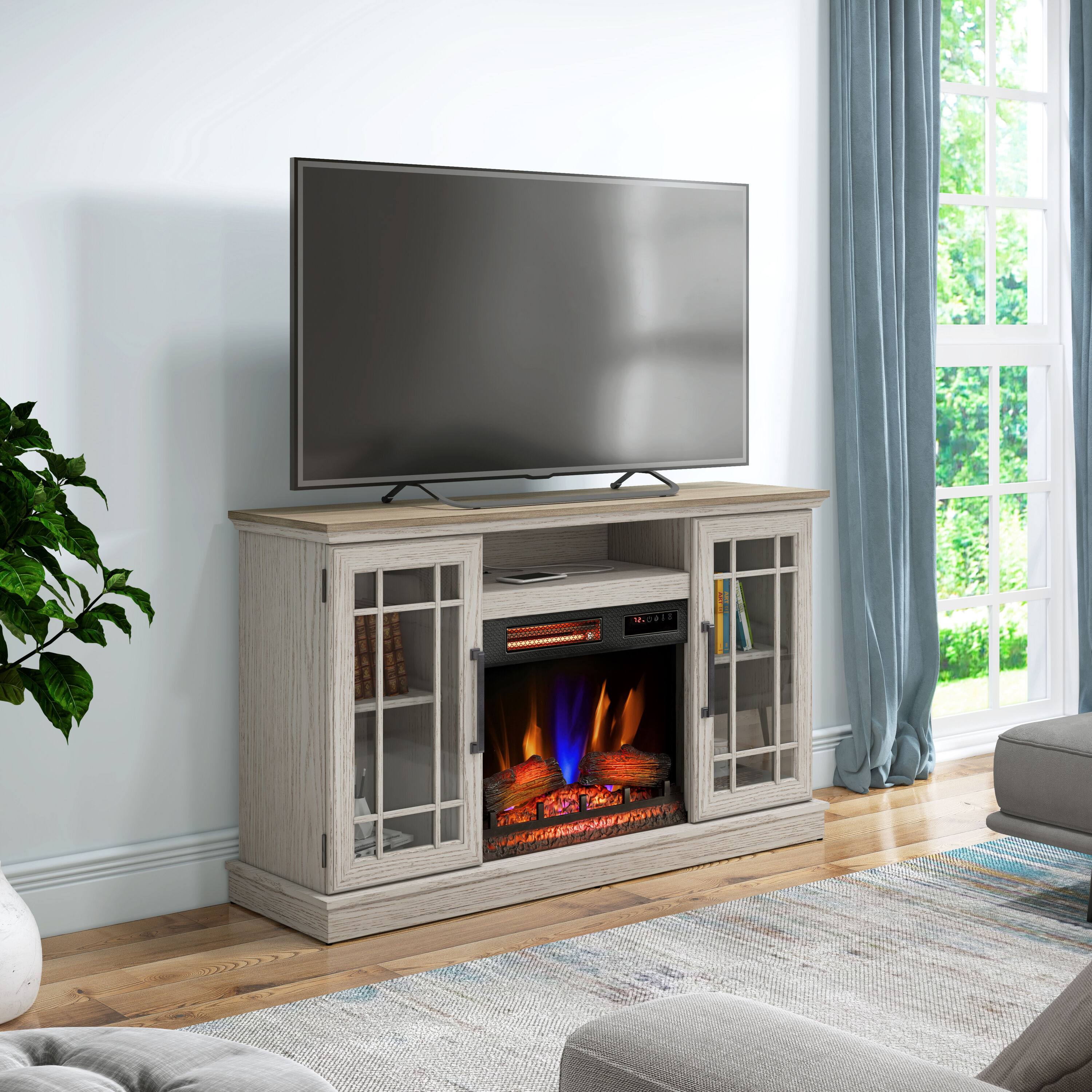 Allen roth tv stand with fireplace store