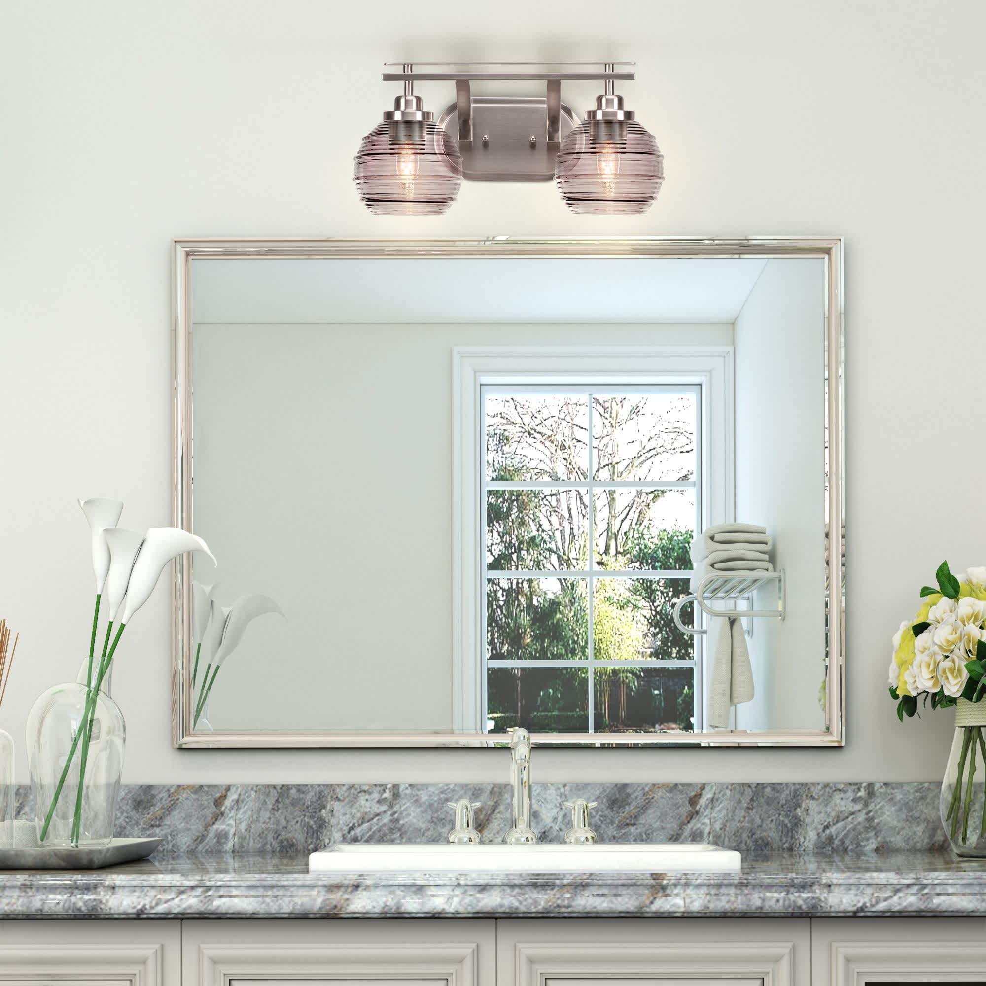 Toltec Odyssey Brushed Nickel - Glass/Steel Vanity Light in the Wall ...