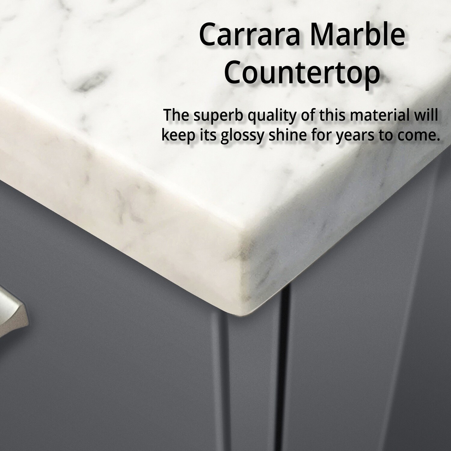 Watnature Double Bathroom Vanity with Carrara Marble Top Neutral Gray ...
