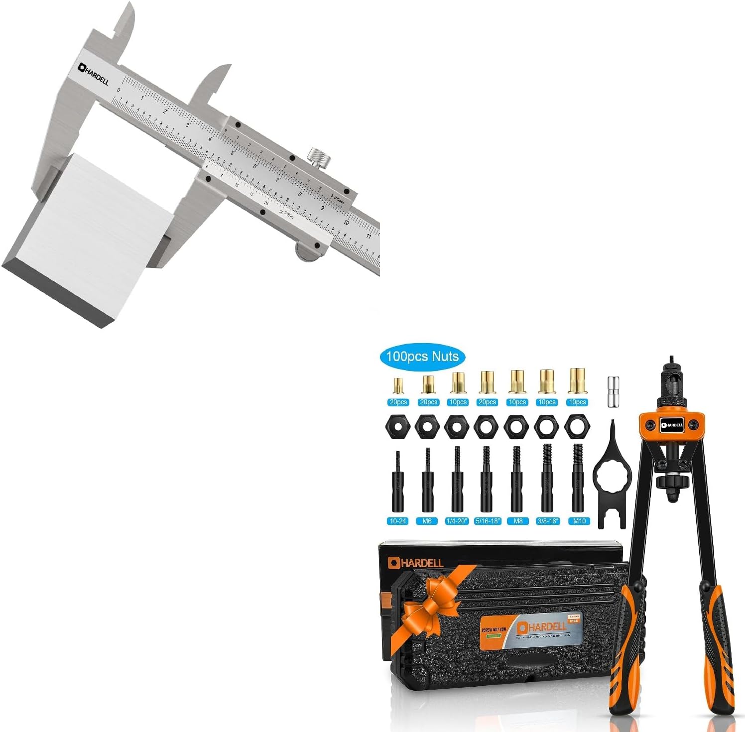 HARDELL 14 Inch Rivet Nut Tool Kit with 12 Inch Stainless Steel Vernier ...