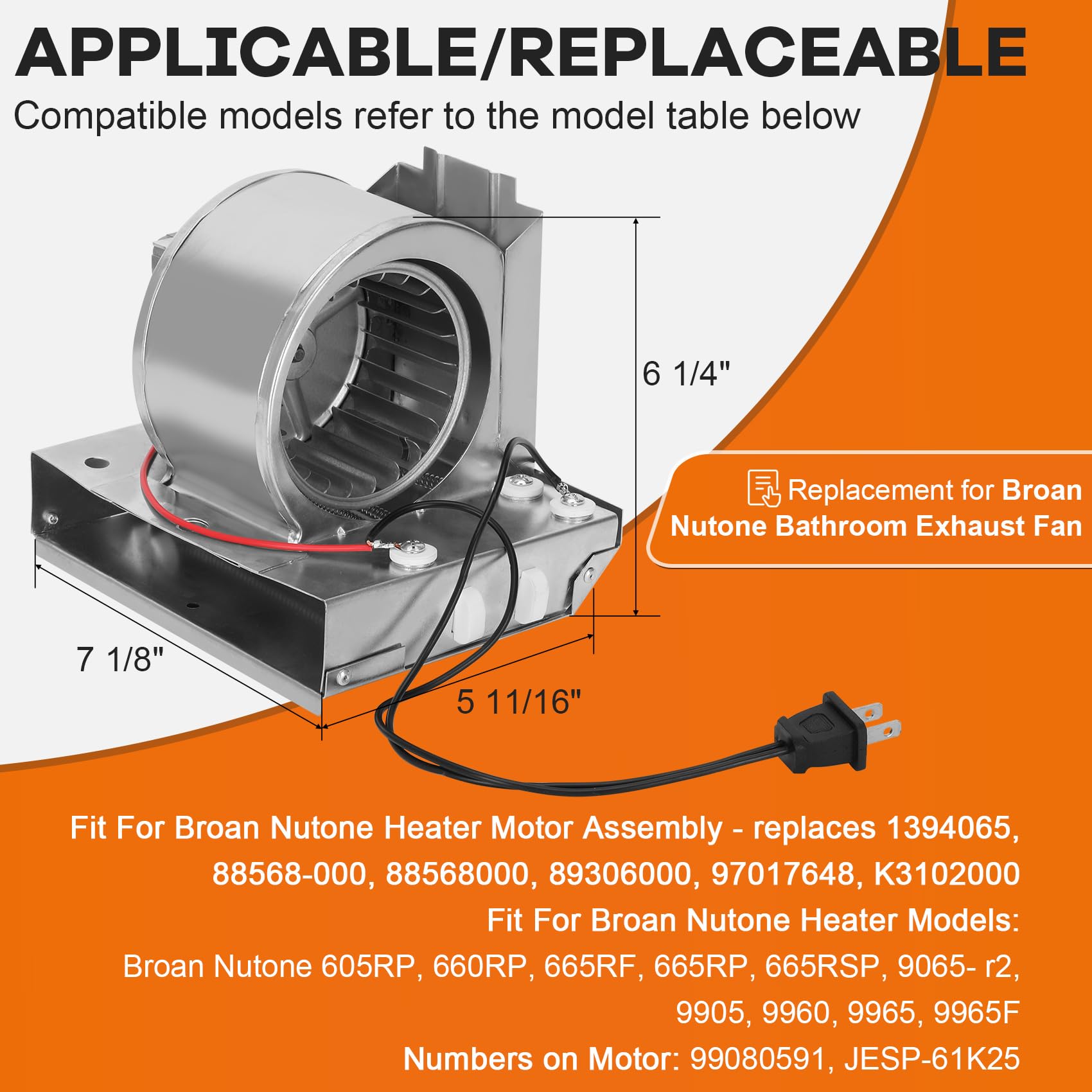 Misopily S97017648 Heater Motor Assembly Kit for Broan Nutone 665RP ...