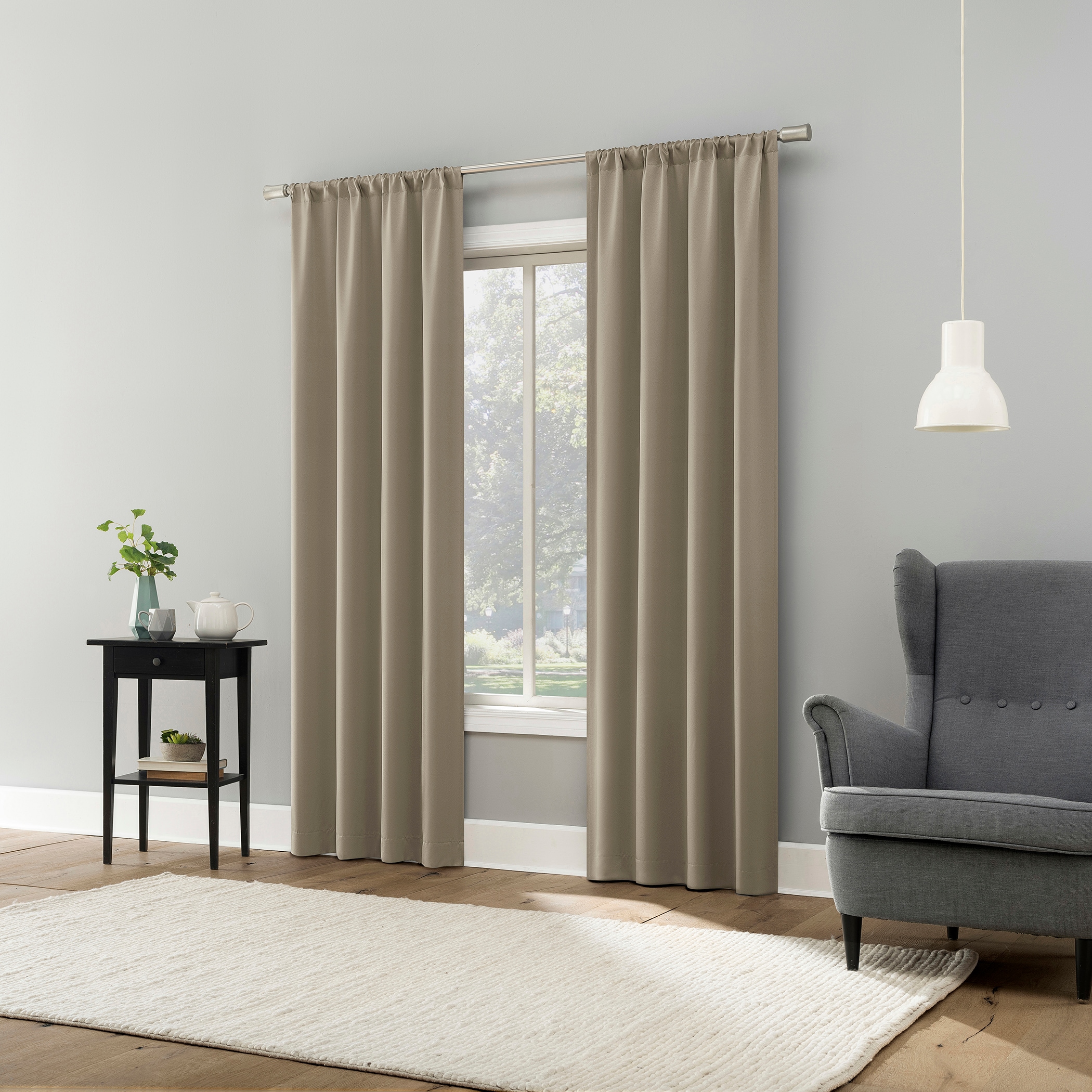 Sun Zero 63-in Stone Room darkening Rod pocket Single curtain panel in ...