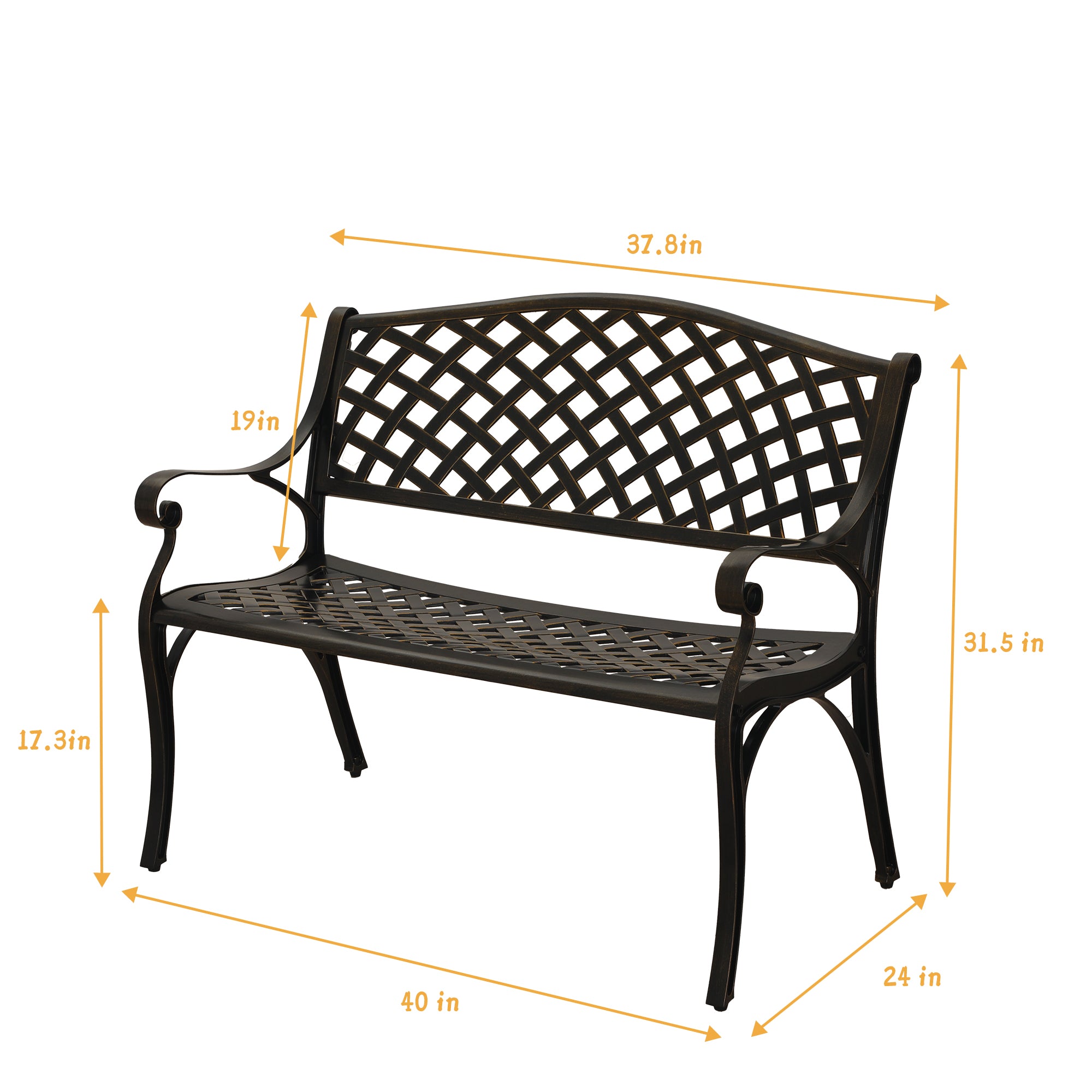 Boyel Living Patio Bench Garden Benches for Outdoors Park Bench Metal ...