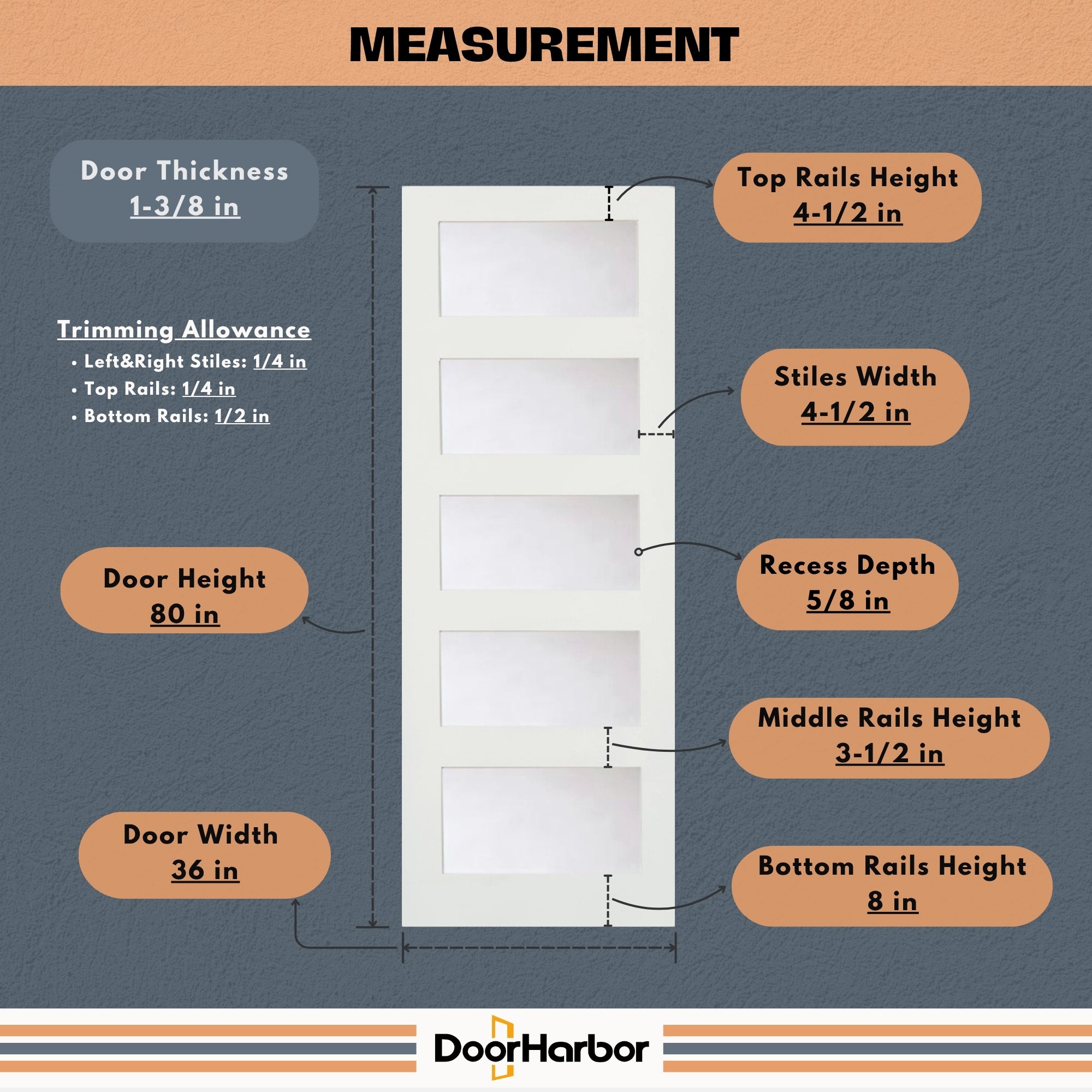 Door Harbor 36-in x 80-in Prehung Interior Wood Door 5-Lite Frosted ...