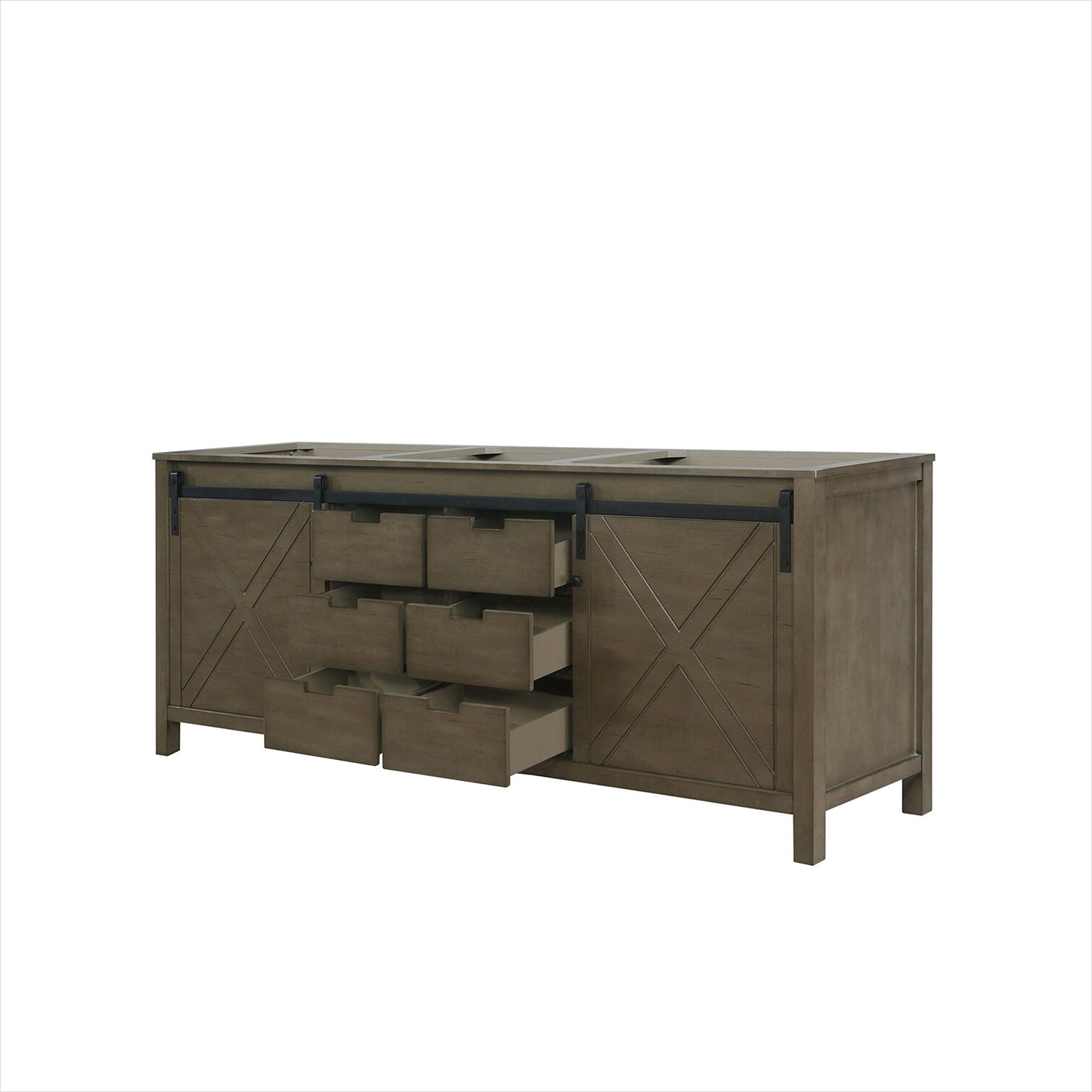 SunJet 80-Inch Double Bathroom Vanity in Wood-Tone Brown with Soft ...