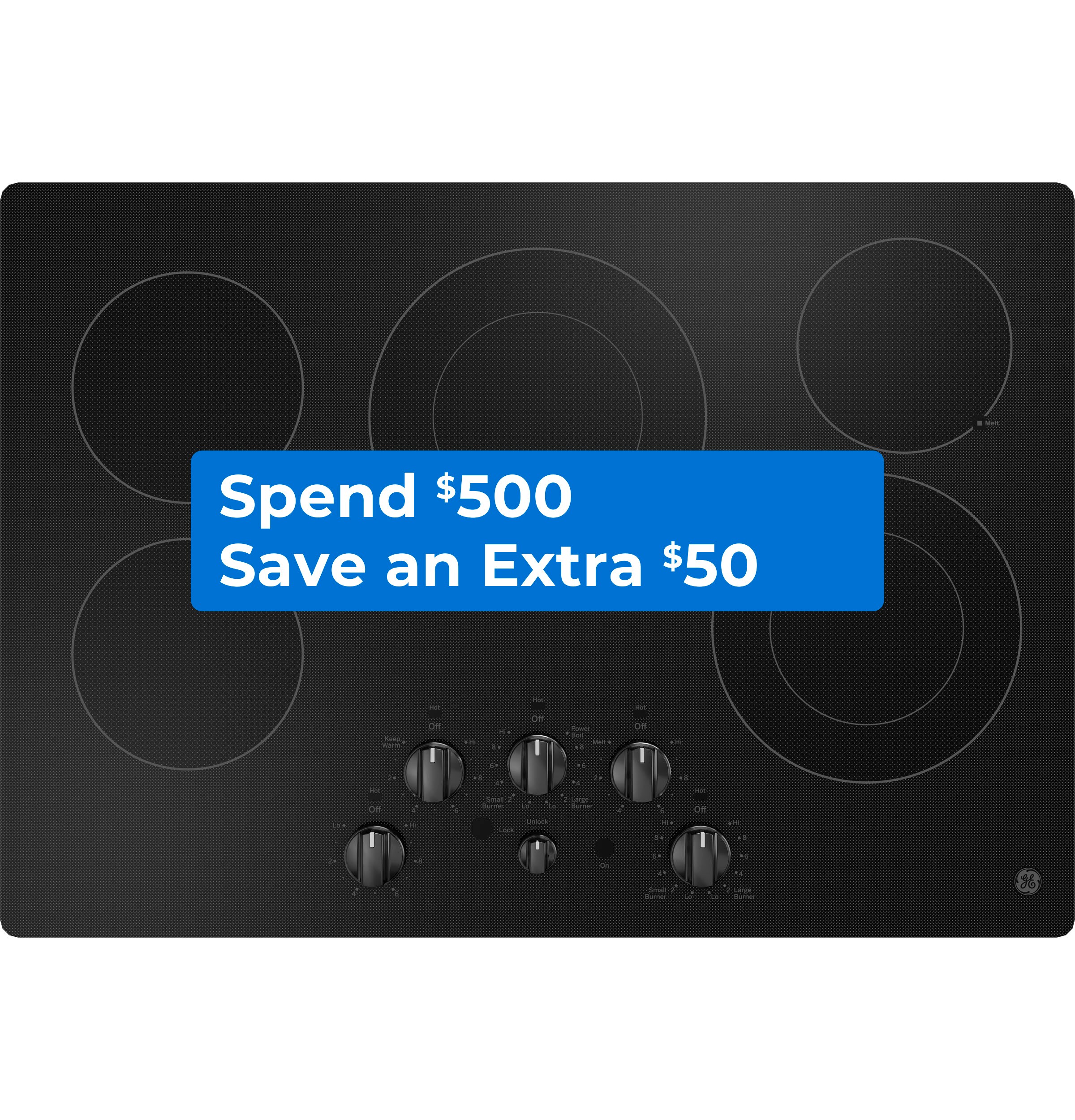 GE 30-in 5 Burners Smooth Surface (Radiant) Black Electric Cooktop in ...
