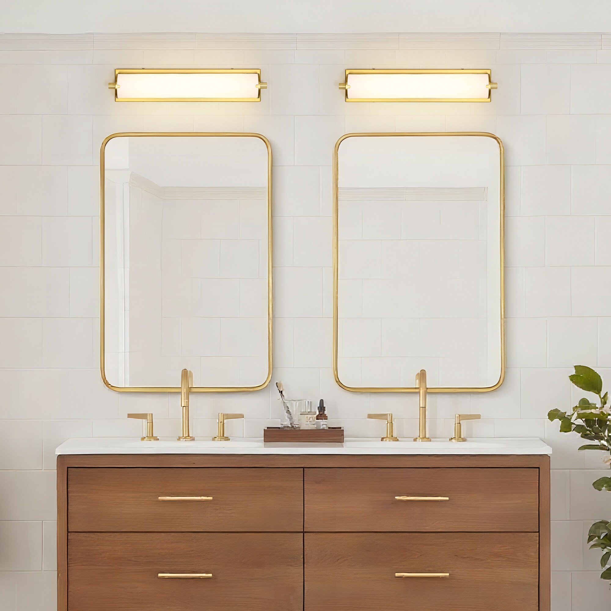 Y'INSP Kuzco 20.5-in 1 Light Brushed Gold Integrated LED Mid-century ...