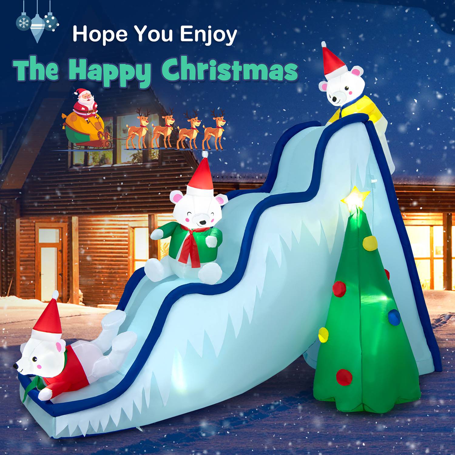 Costway 7.5FTInflatable Polar Bear Slide Scene Decoration Blowup ...