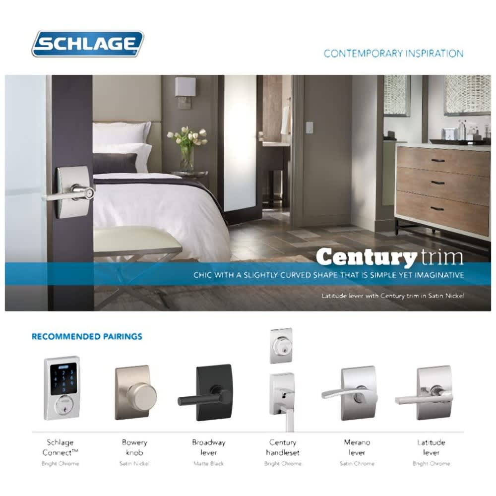 Schlage F40BWECEN Bowery Privacy Knob Set with Decorative Century Trim ...