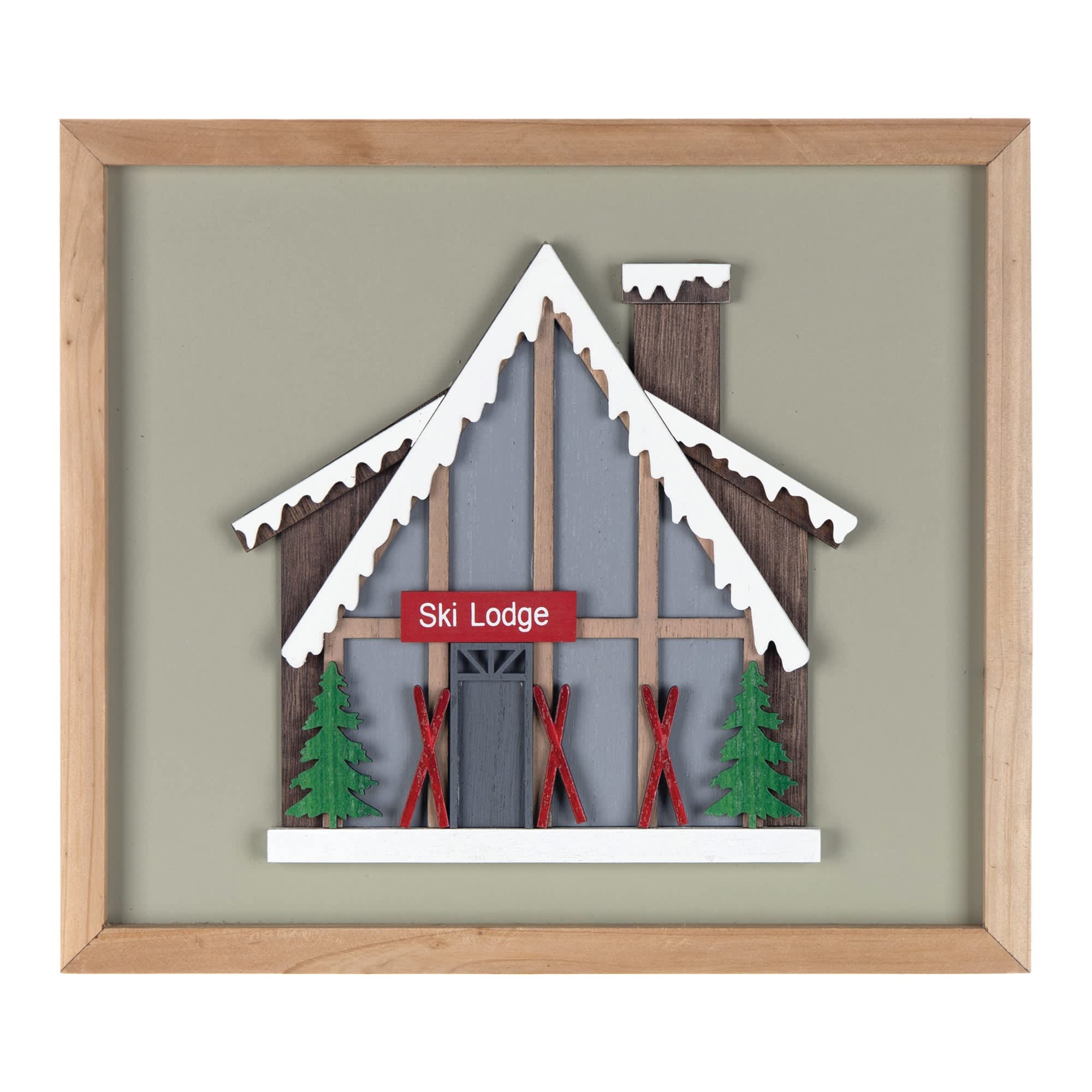 Melrose International Framed Ski Lodge Wall Art (Set of 4) in the ...