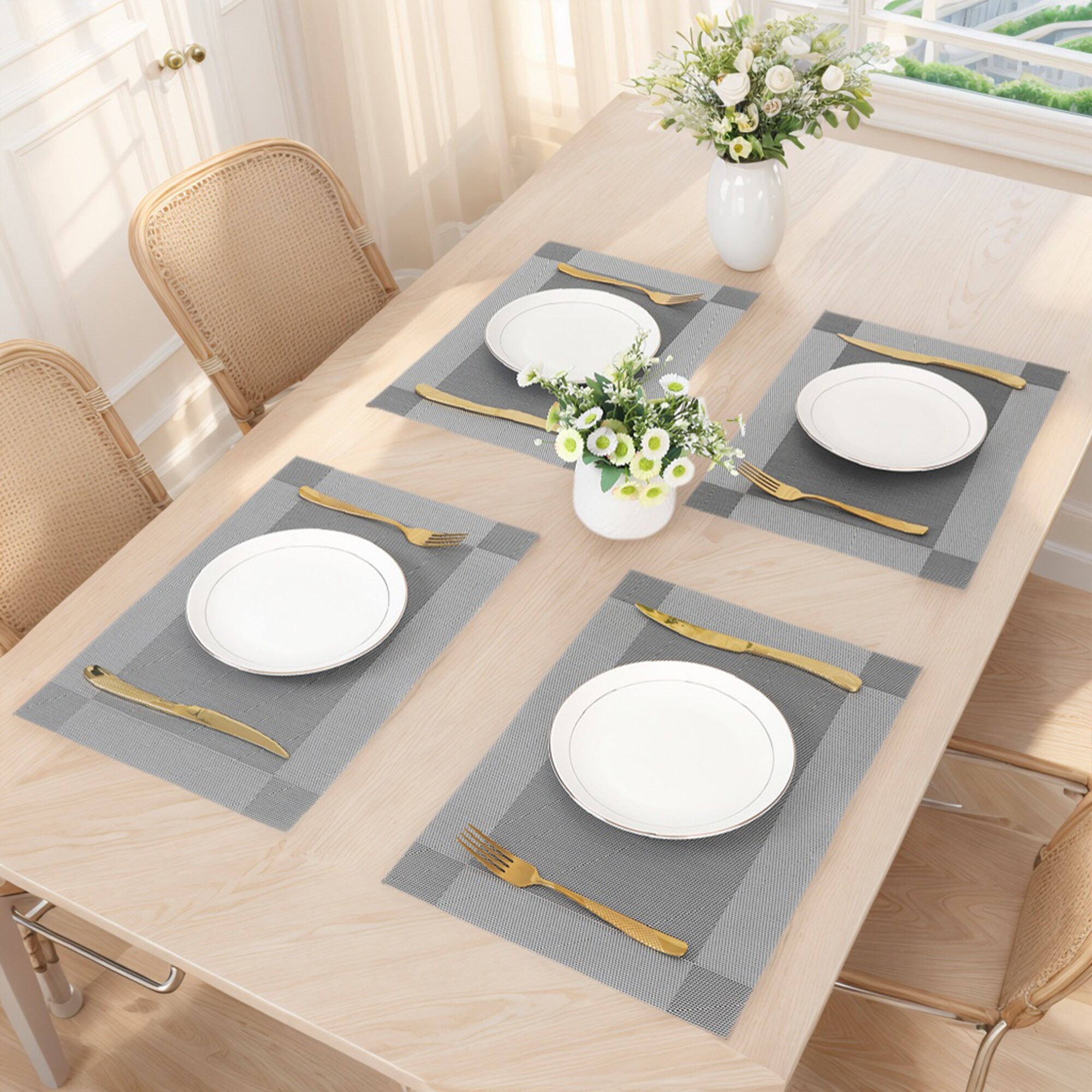 Unique Bargains Plastic Placemats 8pcs PVC Placemats for Kitchen Dining ...