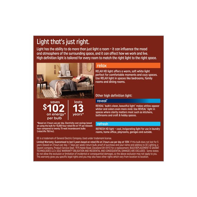 GE Relax 75-Watt EQ A21 Soft White Medium Base (E-26) Dimmable Light ... GE Relax 75-Watt EQ A21 Soft White Medium Base (E-26) Dimmable Light ...