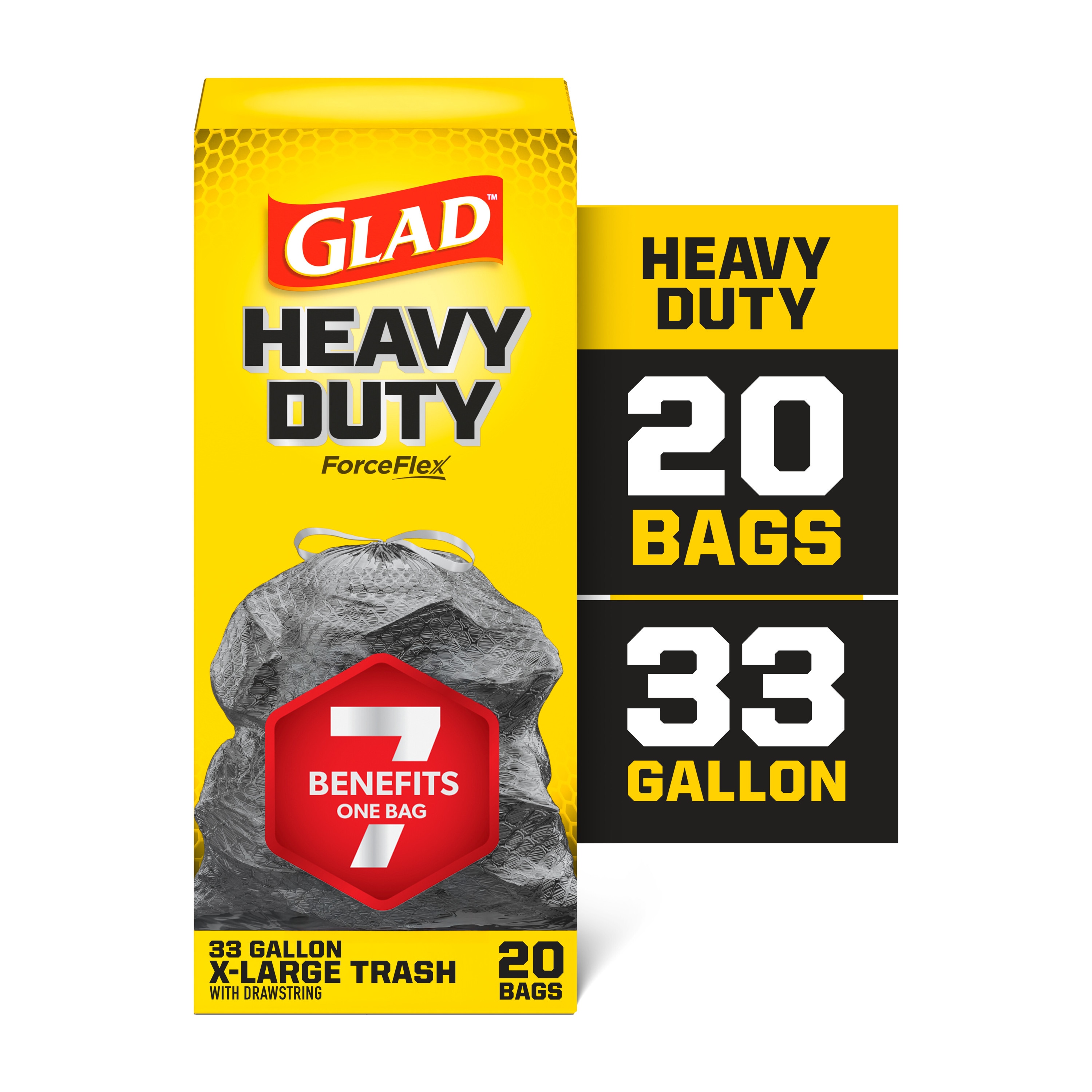 Glad 33-Gallon Unscented Black Indoor/Outdoor Plastic Can Drawstring ...