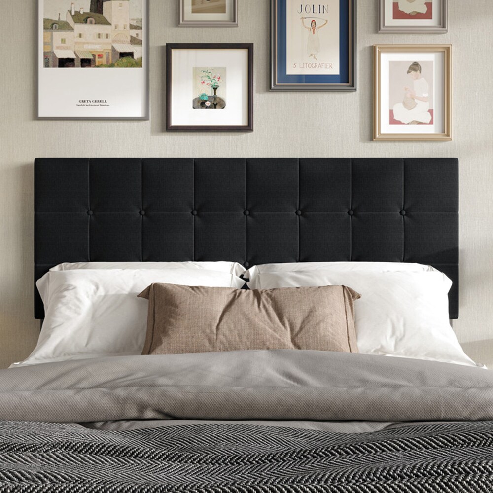 Home Design Black Queen Linen Upholstered Headboard in the Headboards ...