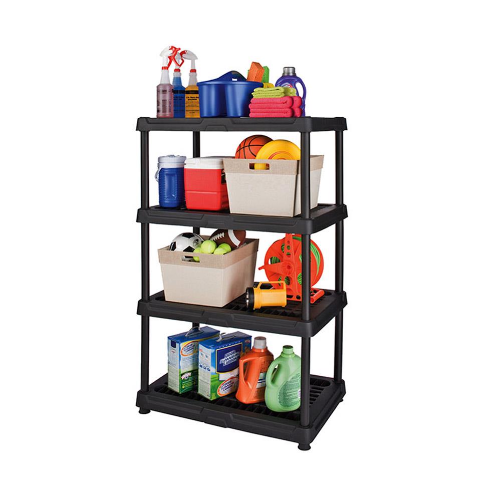 Blue Hawk Plastic Heavy Duty 4 Tier Utility Shelving Unit 36 in W x 24 in D x 54.75 in H Black at Lowes