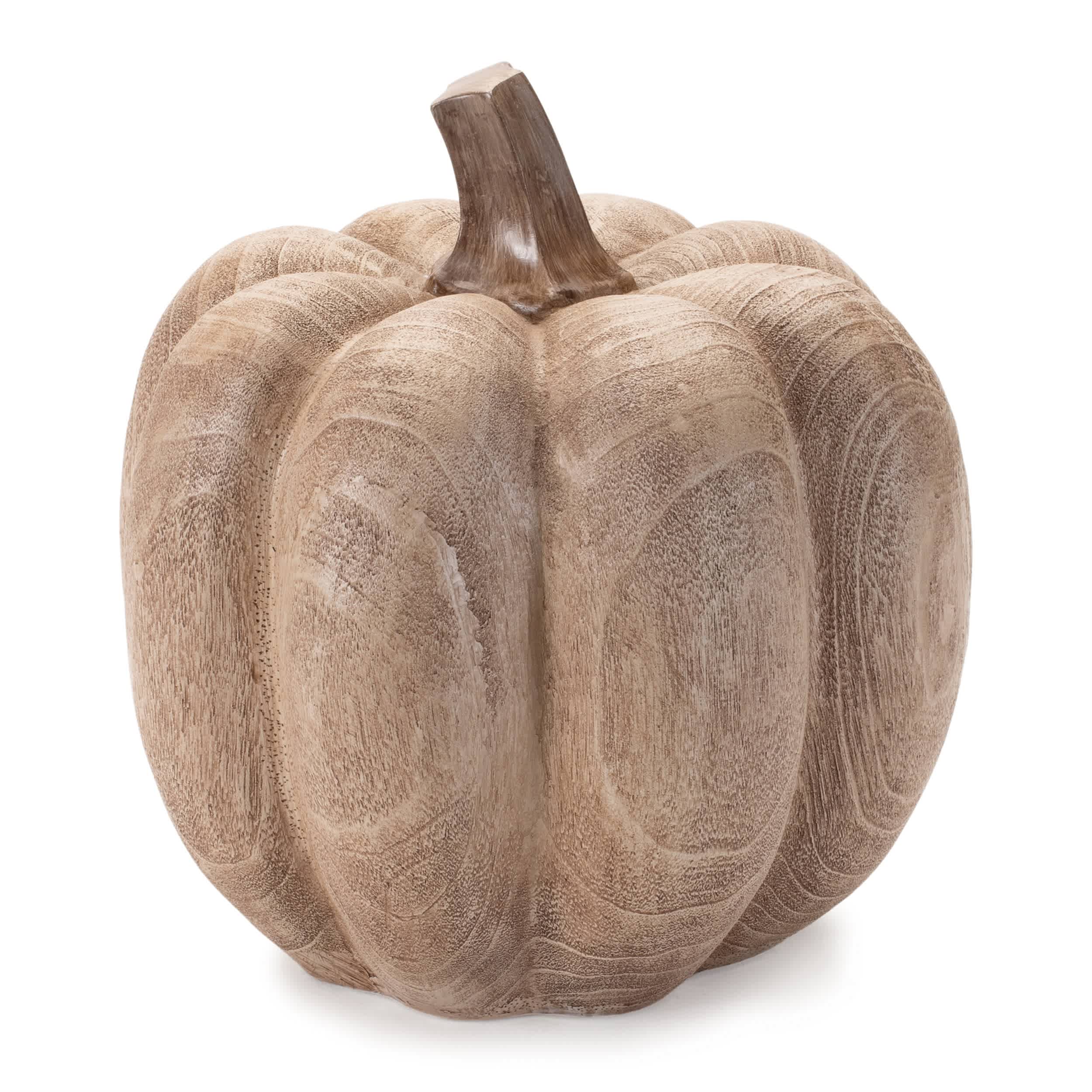 Melrose International Wood Grain Design Pumpkin Decor (Set of 2) in the ...