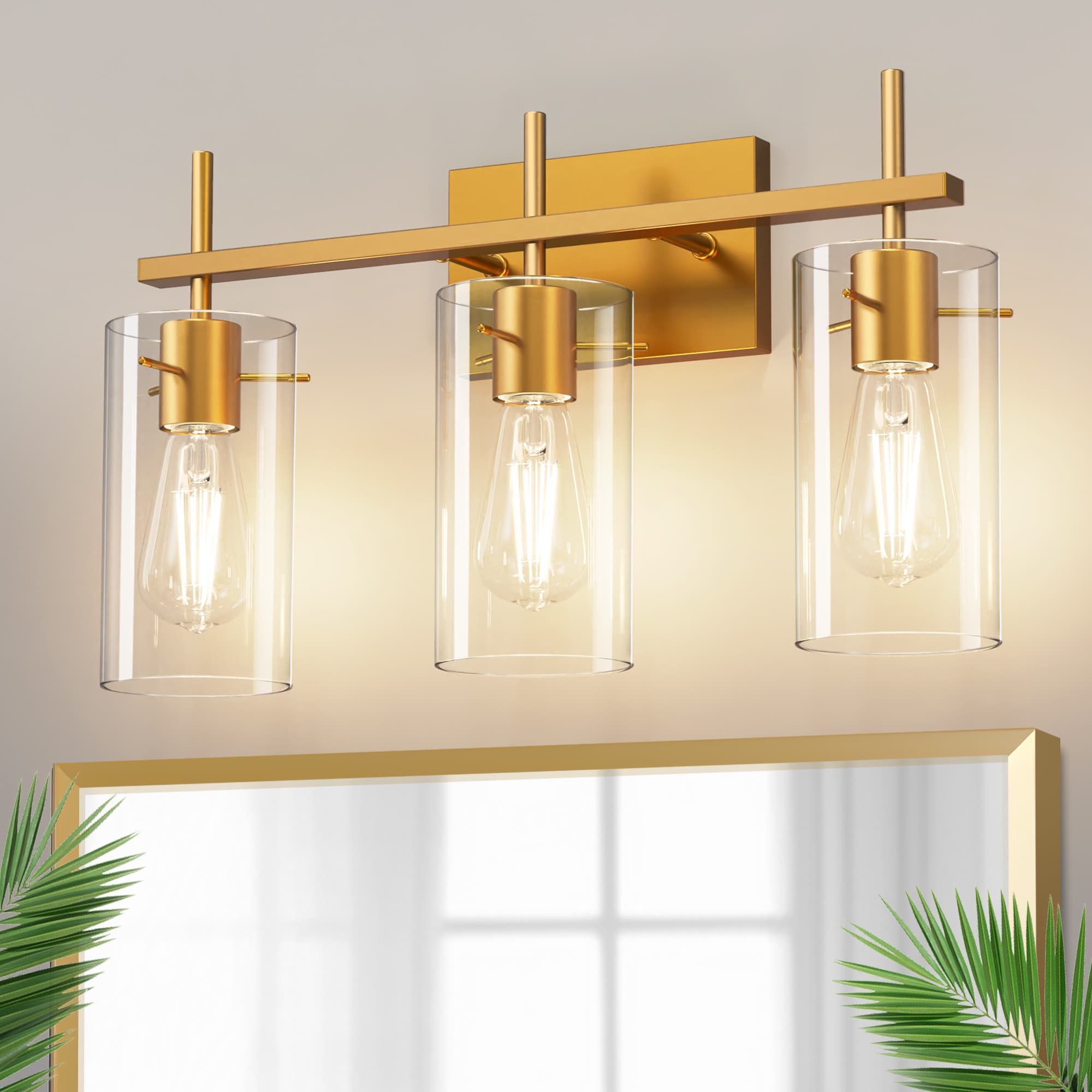 DORESshop 20 inch 3 Light Bathroom Fixture Gold Metal Vanity Light ...