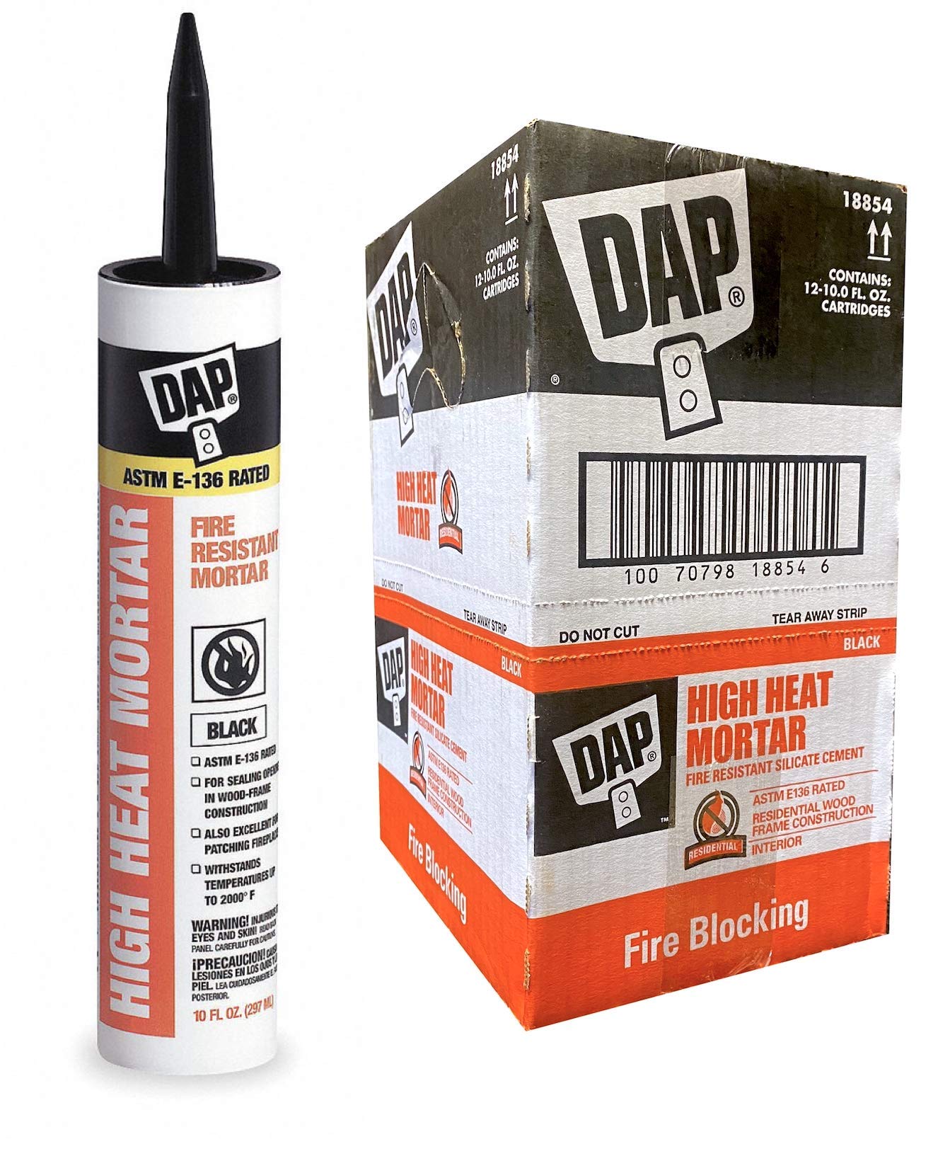 DAP 12 Pack of 10.1 oz 18854 High Heat Mortar Black Fire Resistant ...