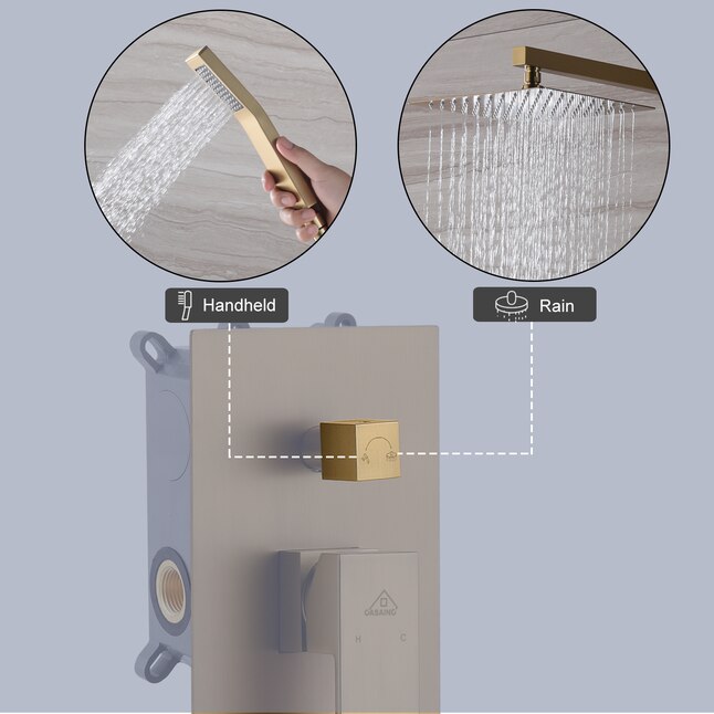 Casainc Brush Gold Dual Head Waterfall Built In Shower System With 2