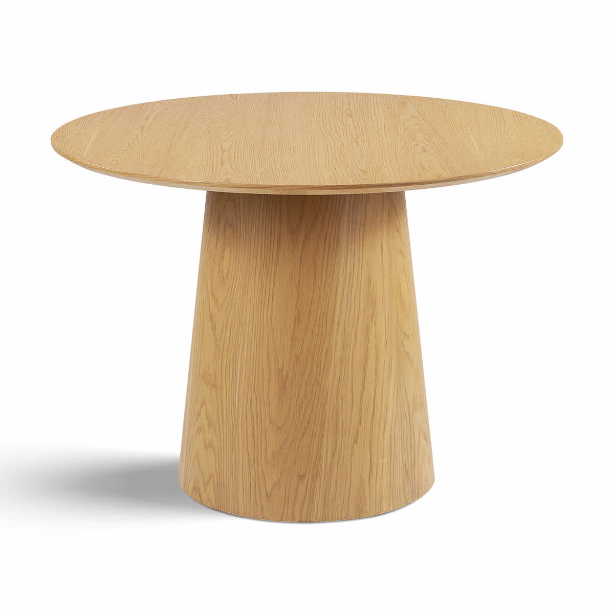 Maison Boucle 42 In Round Dining Table with Light Wood Pedestal Base Tapered Edge and Wood Look ...