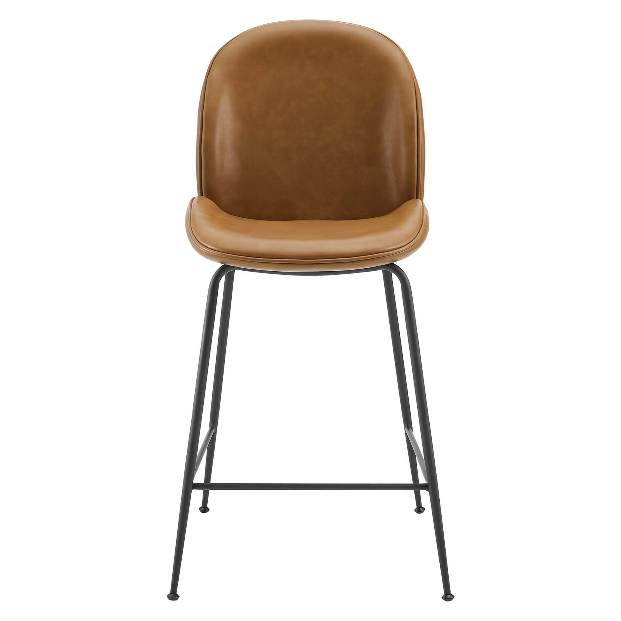 Modway Scoop Black Powder Coated Steel Leg Vegan Leather Counter Stool ...