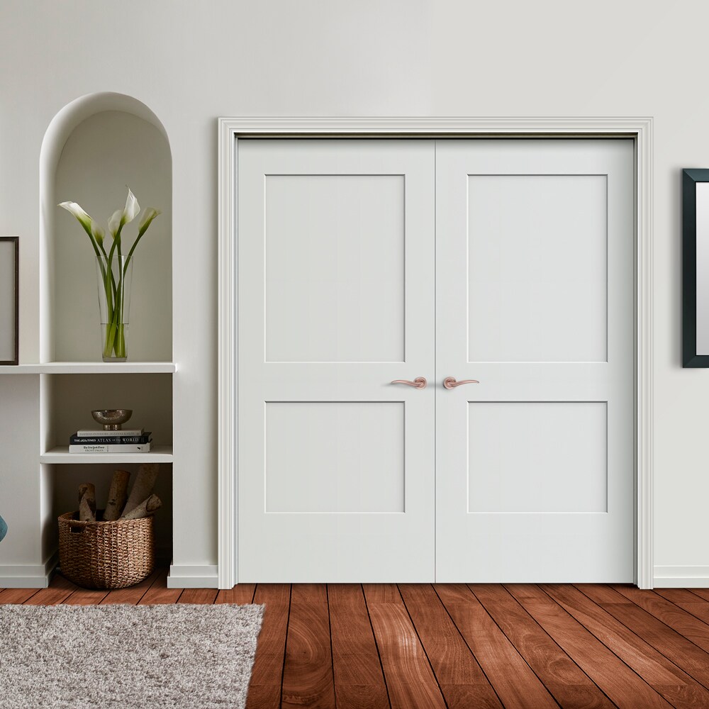 RELIABILT 72-in x 80-in Primed Hollow Core 2-panel Bi-parting Molded ...
